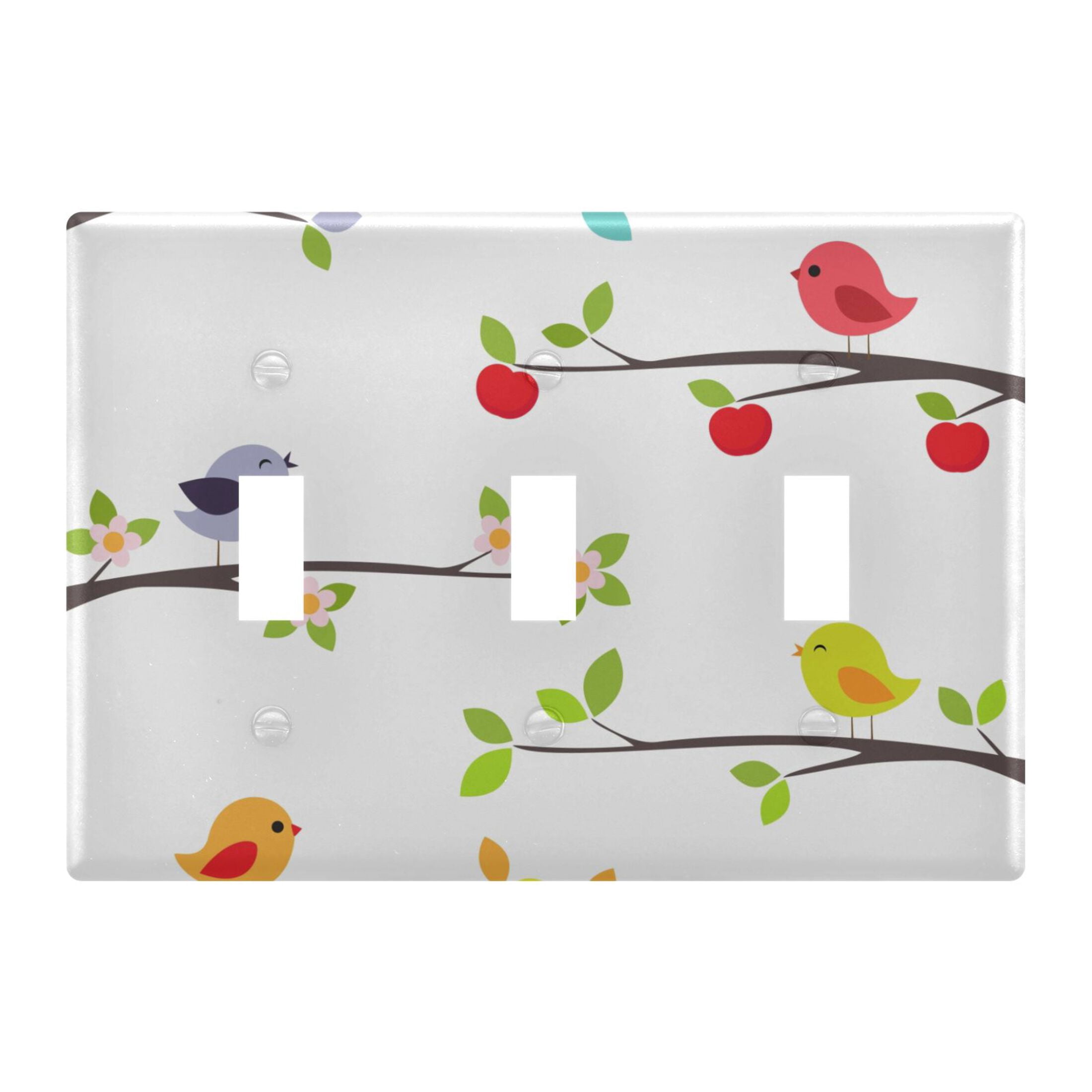 3 Gang Switch Covers Birds on Trees Light Wall Plate Home Faceplate ...