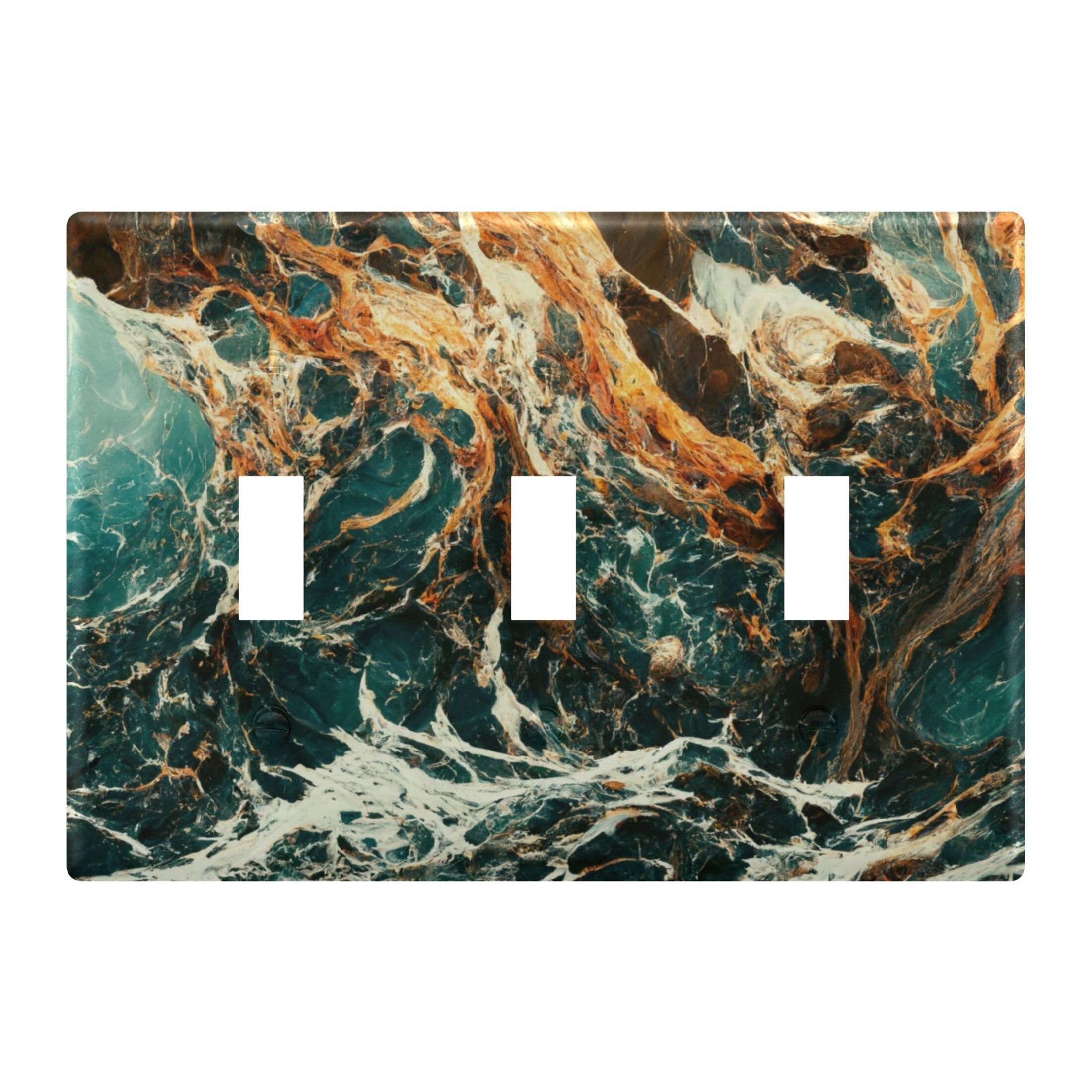 3 Gang Switch Covers Black and Golden Pattern Light Wall Plate Home ...