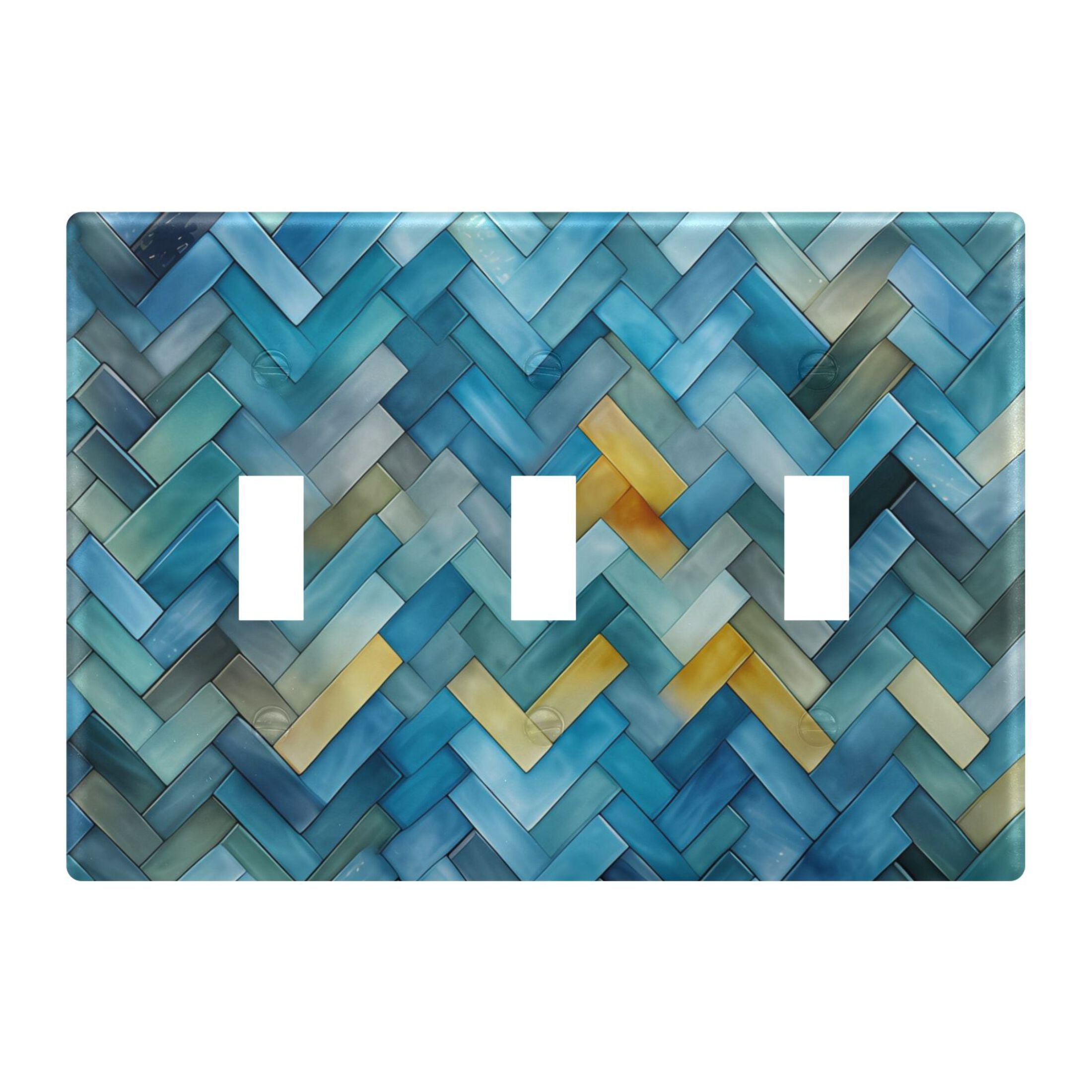 3 Gang Switch Covers Blue Abstract Light Wall Plate Home Faceplate ...