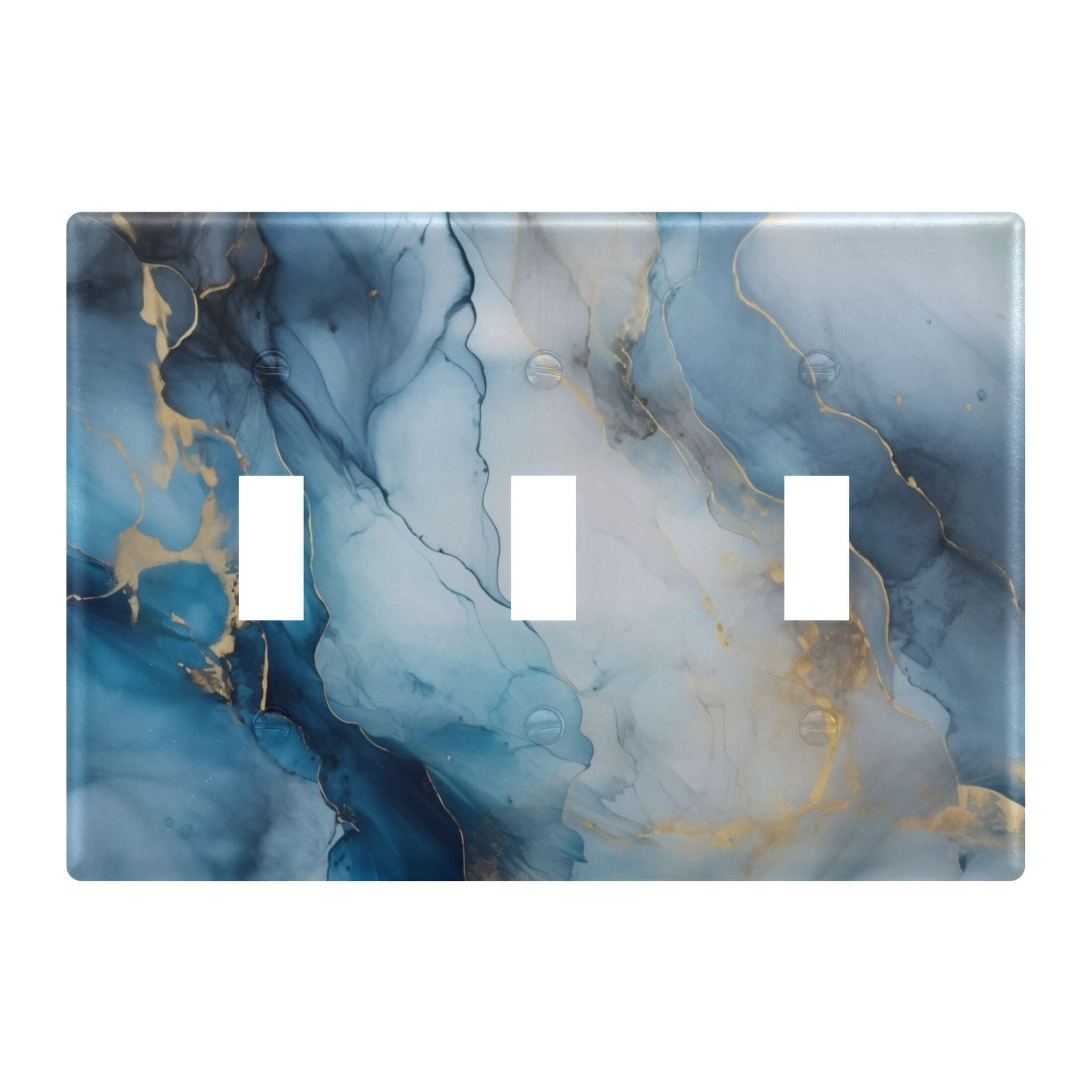 3 Gang Switch Covers Blue Marble Light Wall Plate Home Faceplate Switch ...