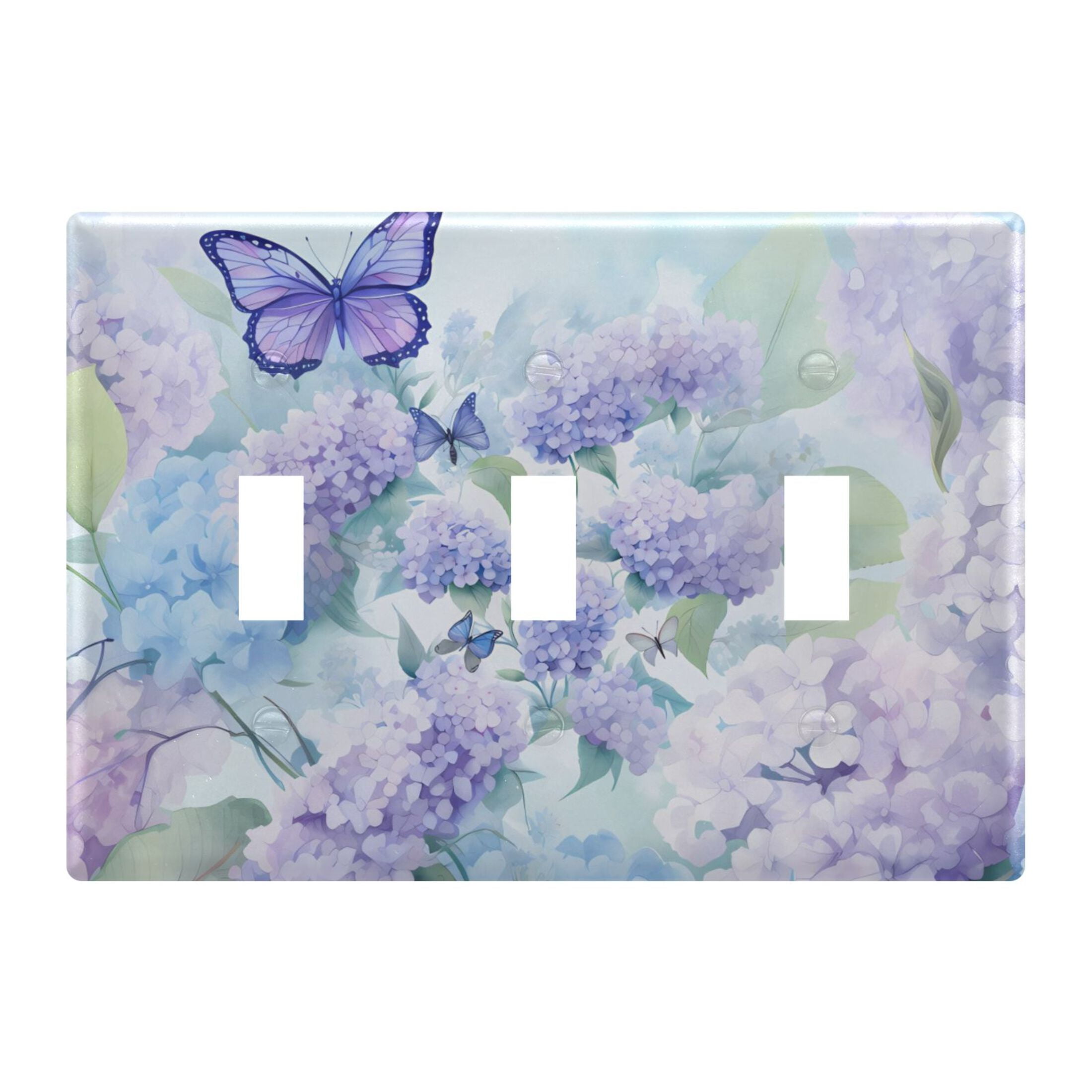 3 Gang Switch Covers Butterfly in Lavenders Light Wall Plate Home ...