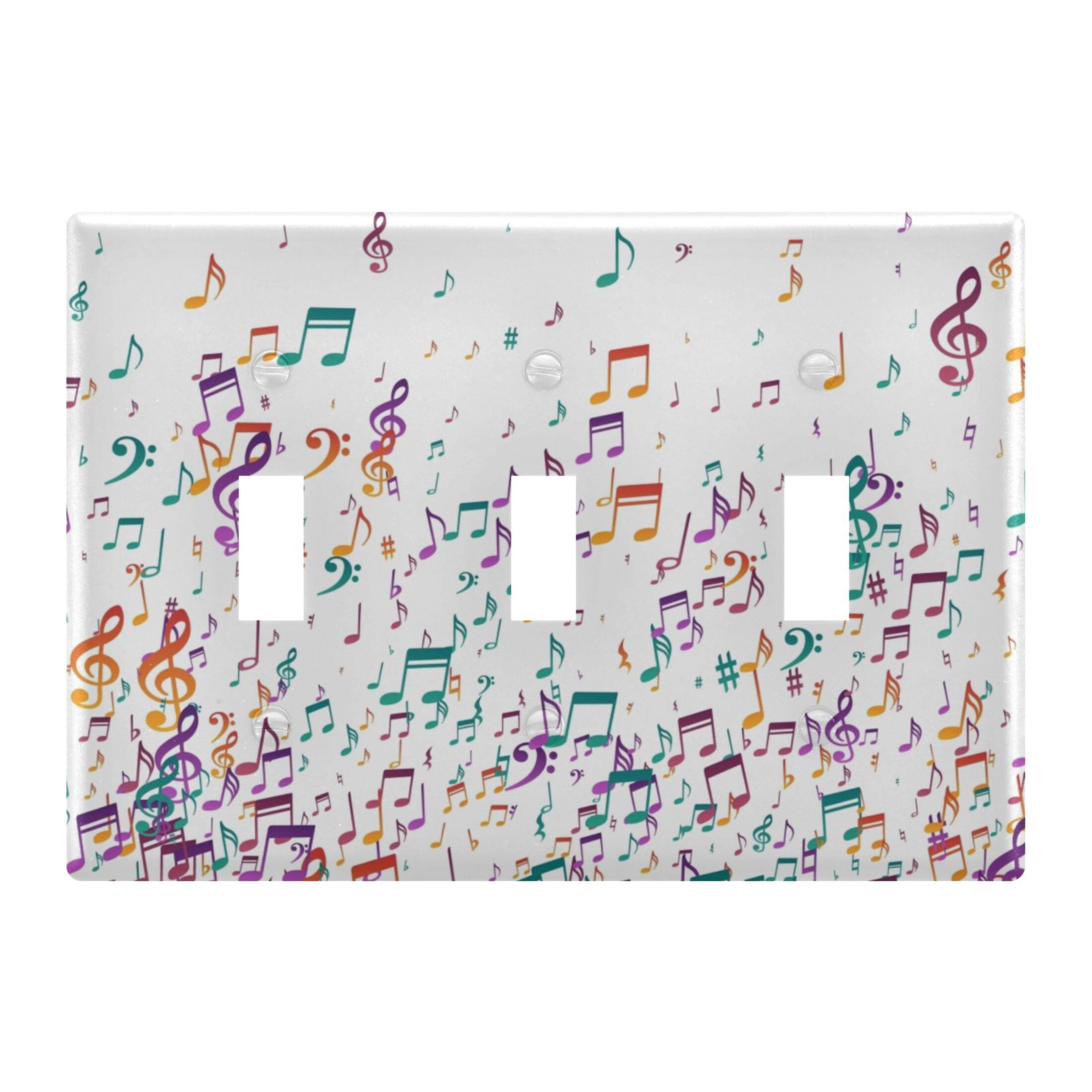 3 Gang Switch Covers Colorful Musical Notes Light Wall Plate Home ...