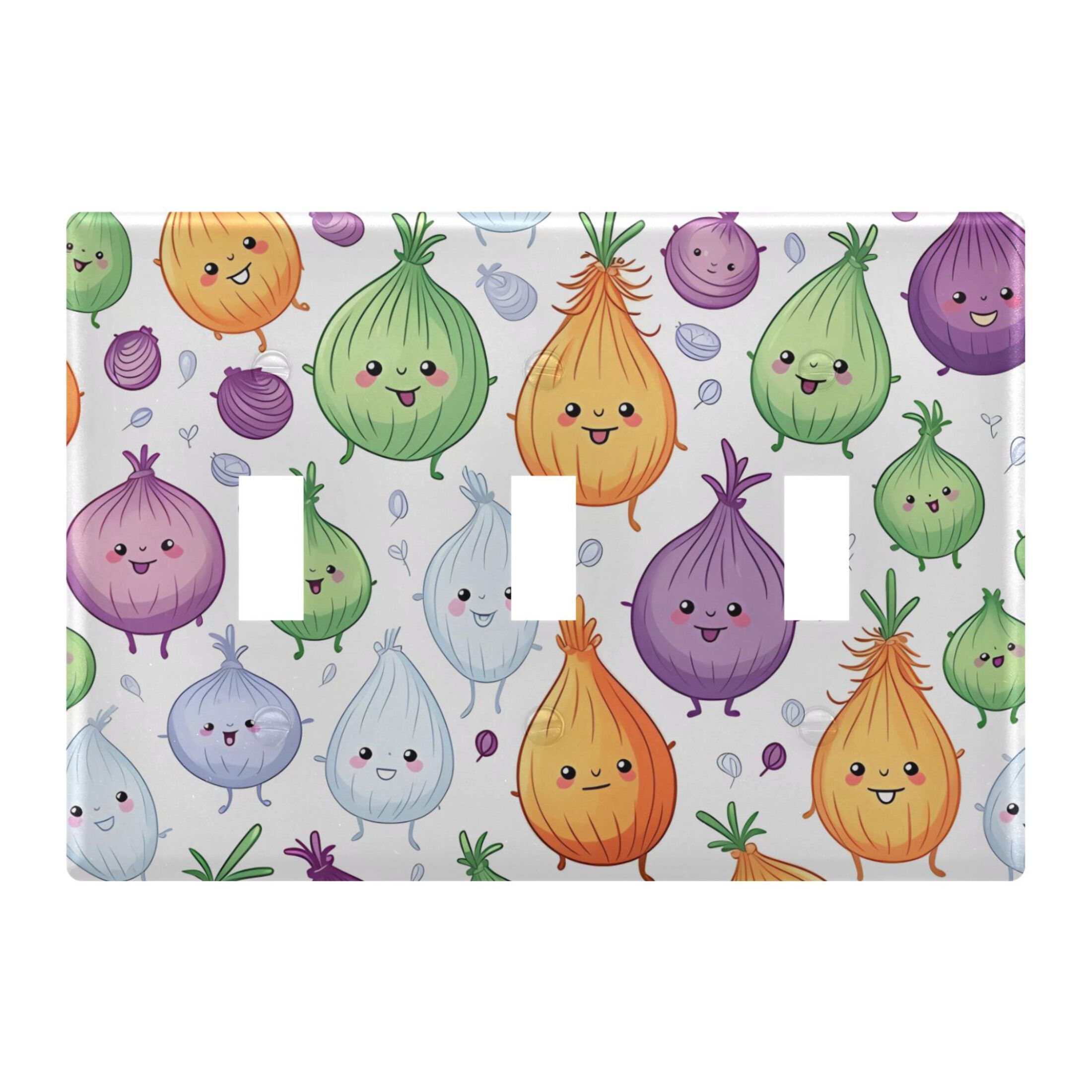 3 Gang Switch Covers Cute Onions Light Wall Plate Home Faceplate Switch ...