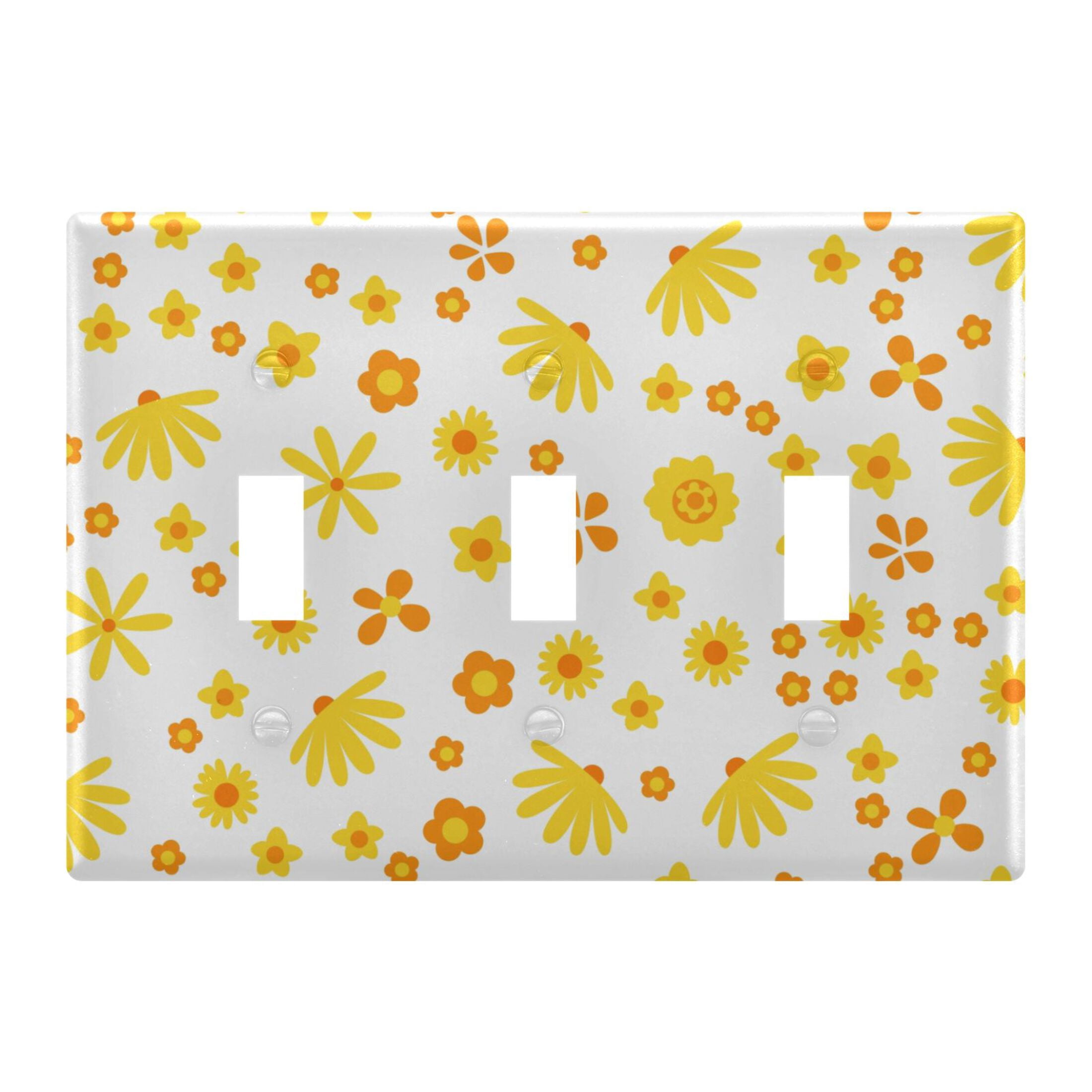 3 Gang Switch Covers Daisy Floral Light Wall Plate Home Faceplate ...