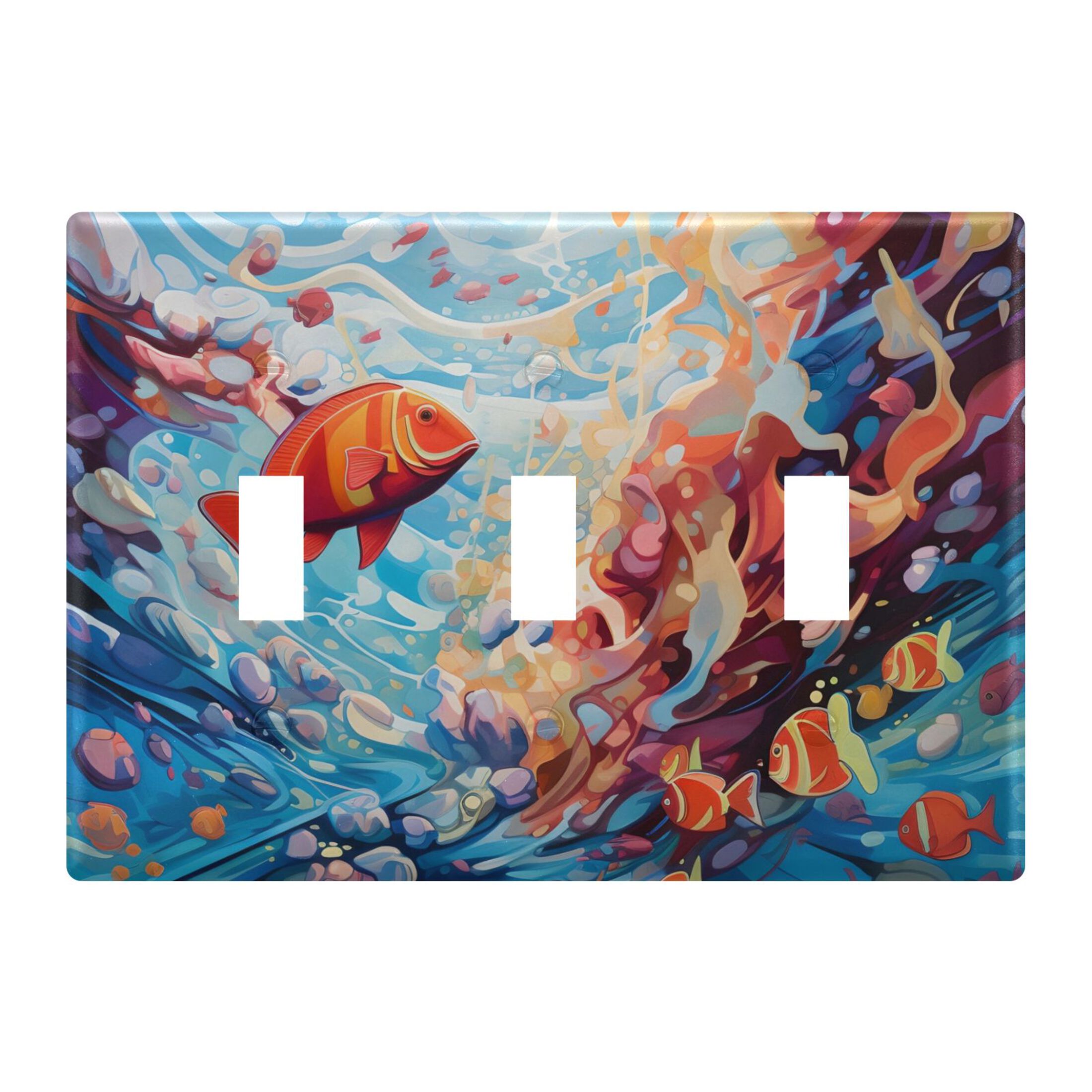 3 Gang Switch Covers Fishes Light Wall Plate Home Faceplate Switch ...