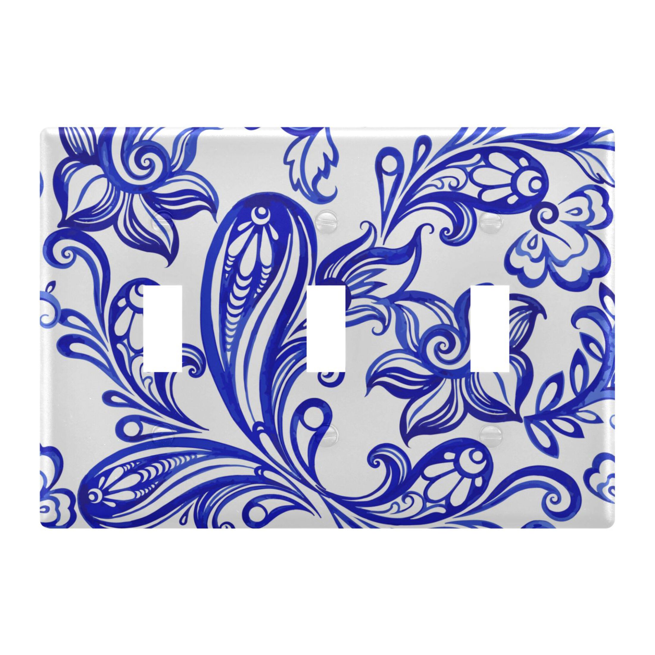 3 Gang Switch Covers Floral Blue Flowers Light Wall Plate Home ...