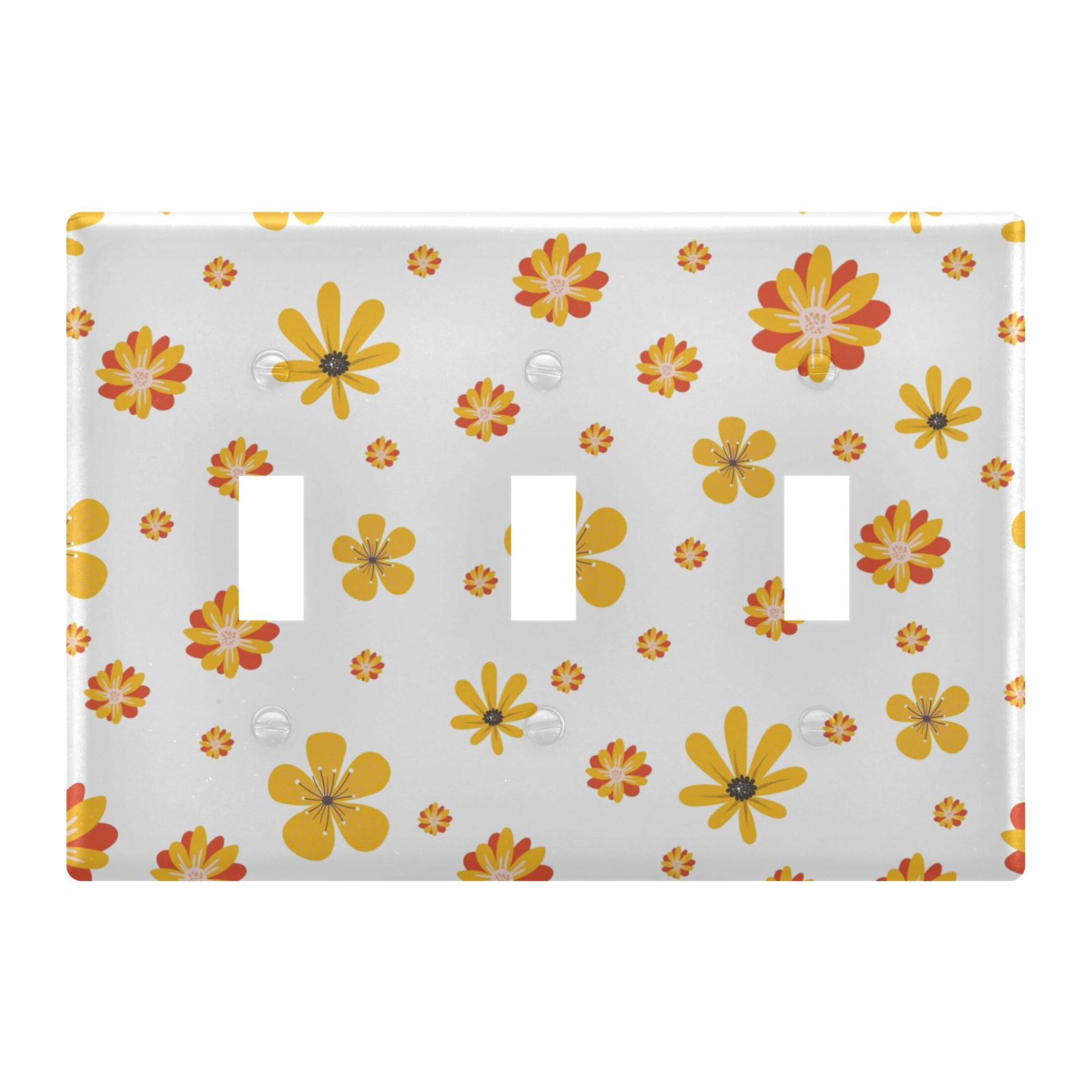 3 Gang Switch Covers Floral Daisy Light Wall Plate Home Faceplate ...