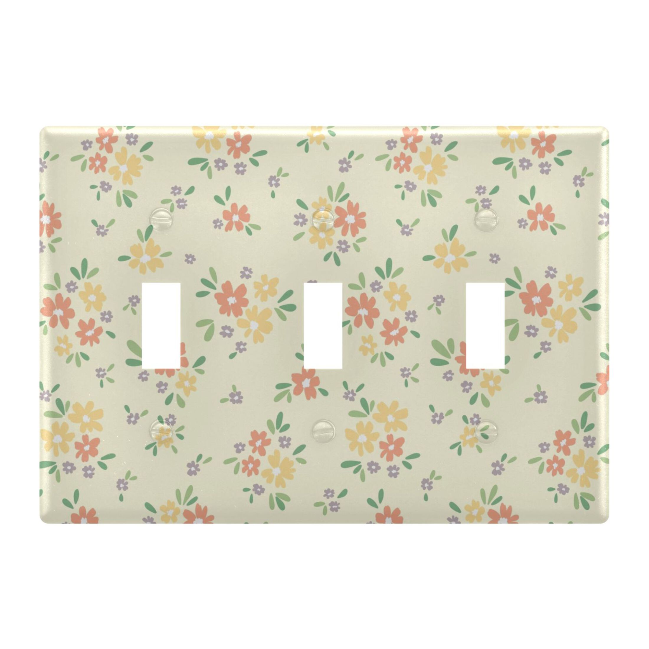 3 Gang Switch Covers Floral on Yellow Light Wall Plate Home Faceplate ...