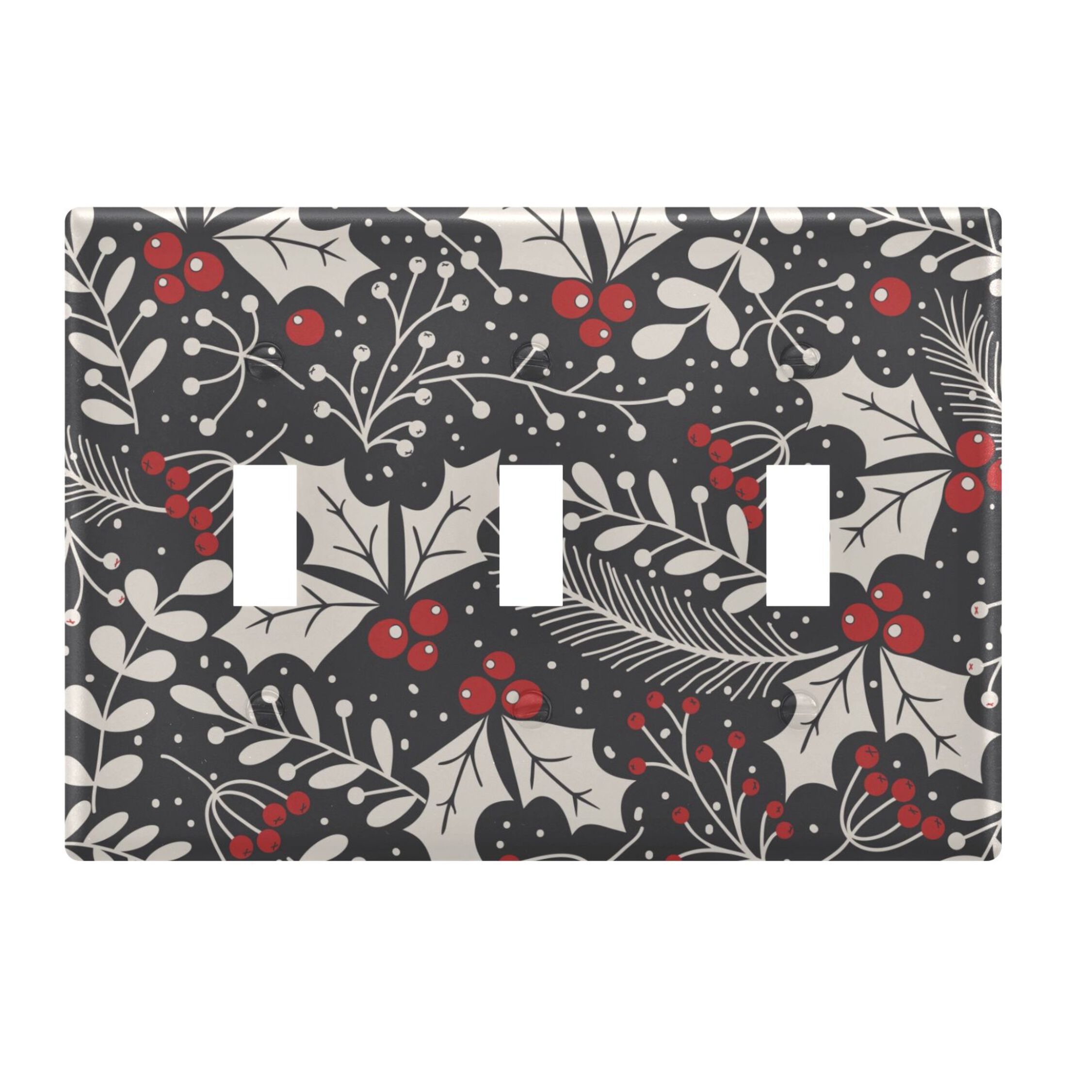 3 Gang Switch Covers Flowers with Black and Red Light Wall Plate Home ...