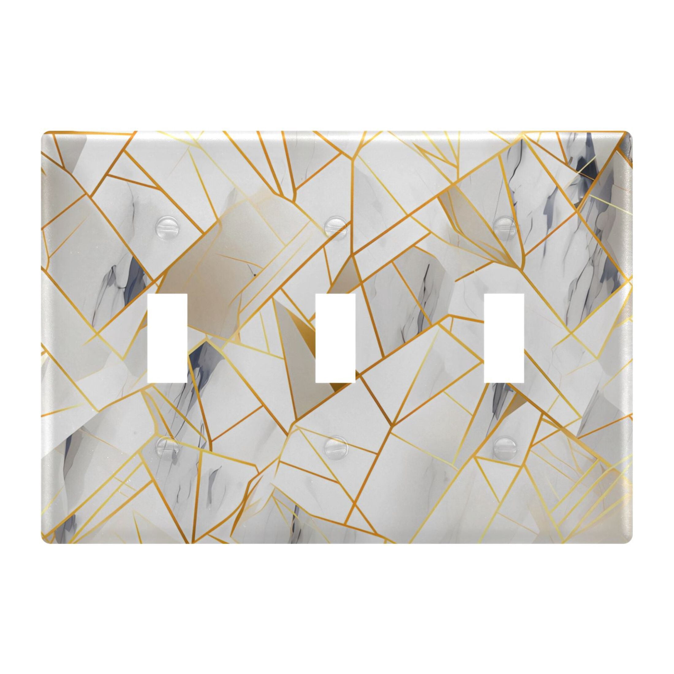 3 Gang Switch Covers Geometry Marble Light Wall Plate Home Faceplate ...
