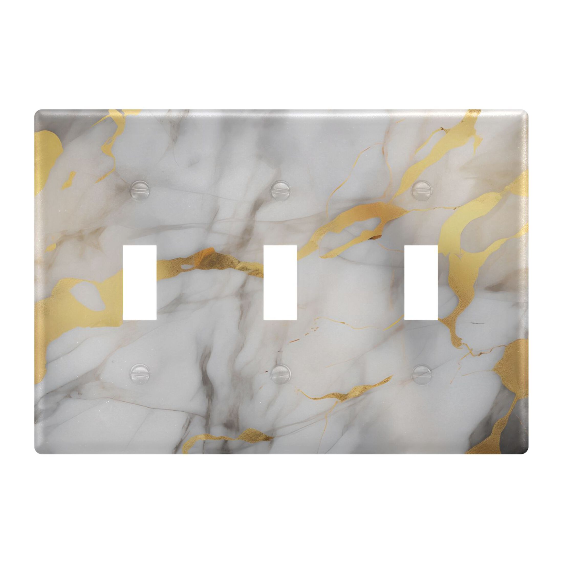 3 Gang Switch Covers Grey and Gold Marble Light Wall Plate Home ...