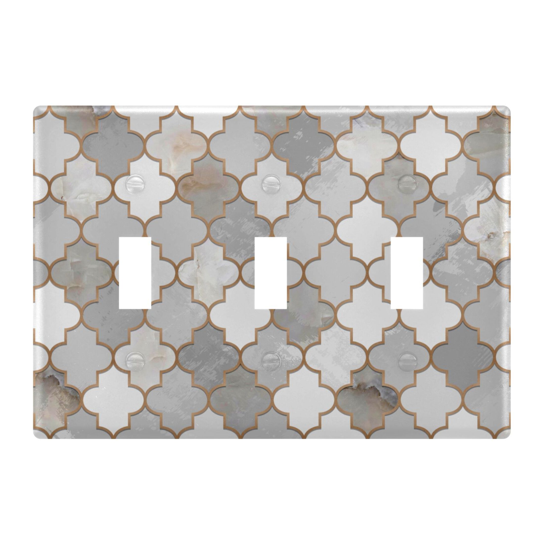 3 Gang Switch Covers Grey with Gold Lattice and Texture Light Wall ...