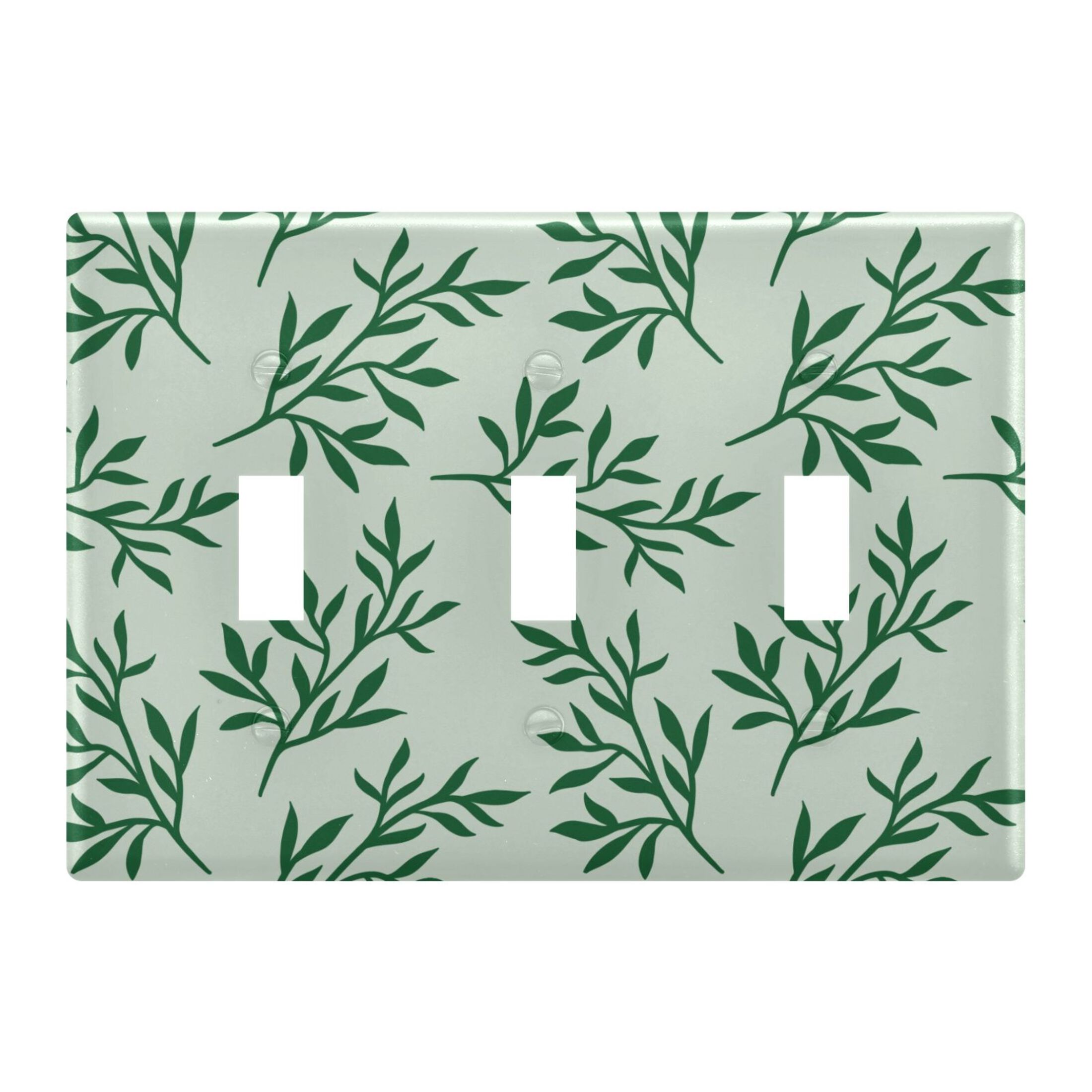 3 Gang Switch Covers Leaves Green Light Wall Plate Home Faceplate ...