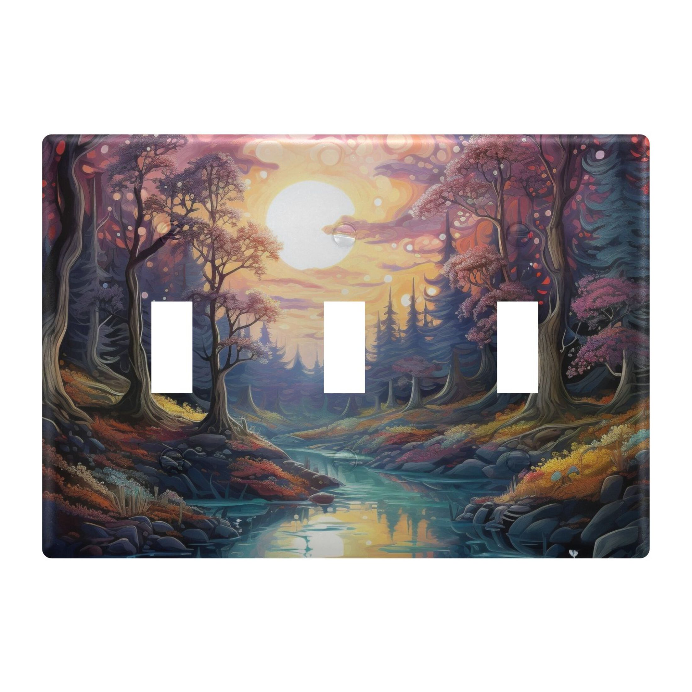 3 Gang Switch Covers Magic Landscape Sunset Light Wall Plate Home ...