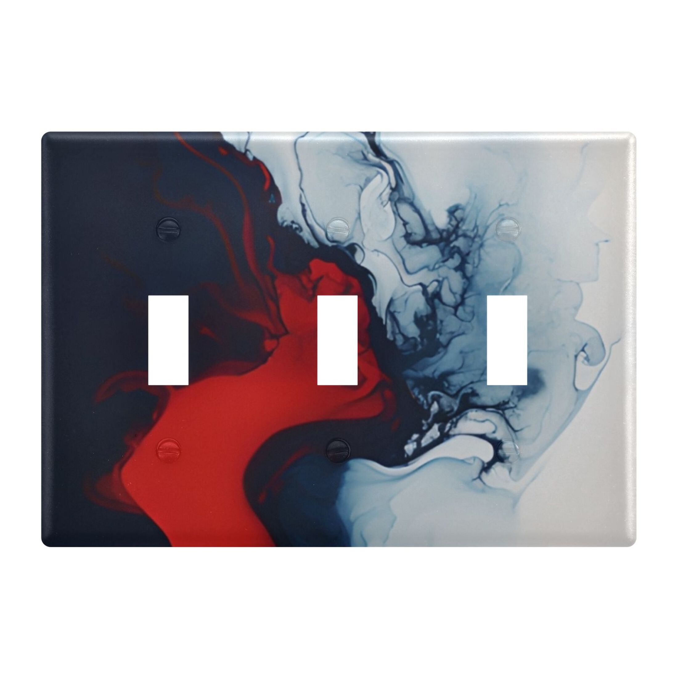 3 Gang Switch Covers Marble Blue and Red Light Wall Plate Home ...
