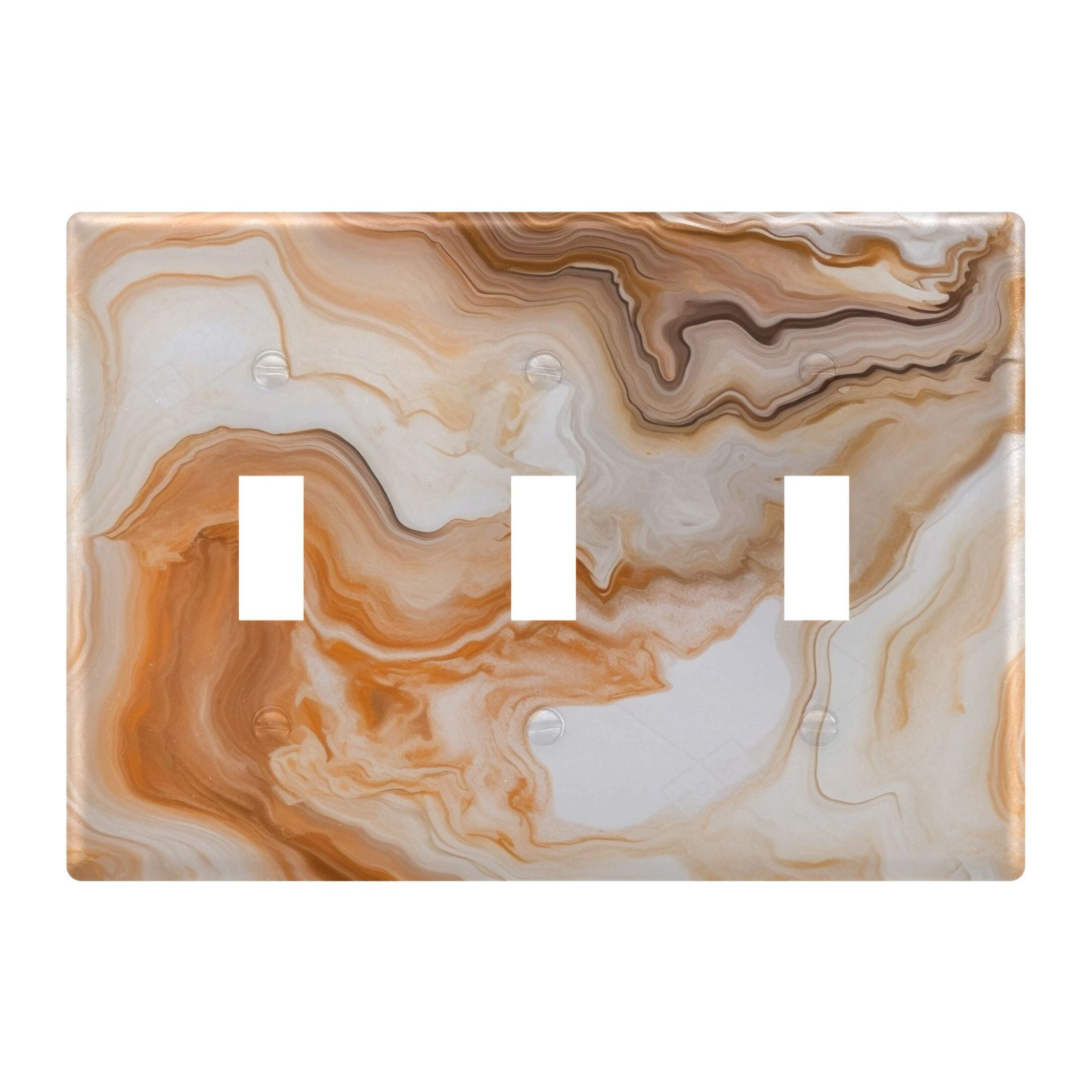 3 Gang Switch Covers Marble Orange Light Wall Plate Home Faceplate ...