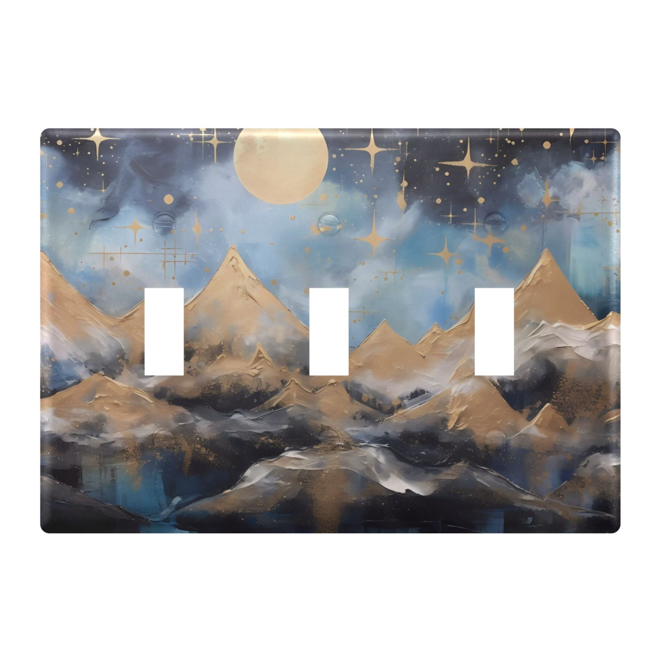 3 Gang Switch Covers Mountains Abstract Light Wall Plate Home Faceplate ...
