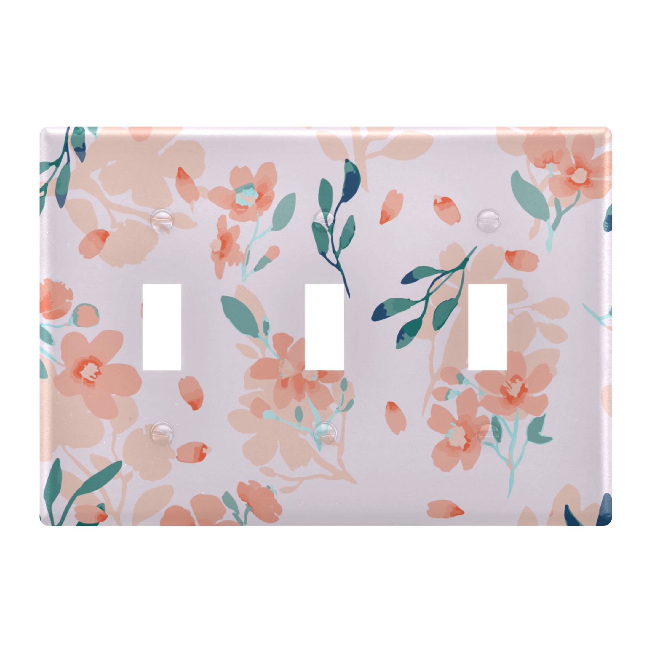 3 Gang Switch Covers Orange Flowers with Leaves Light Wall Plate Home ...