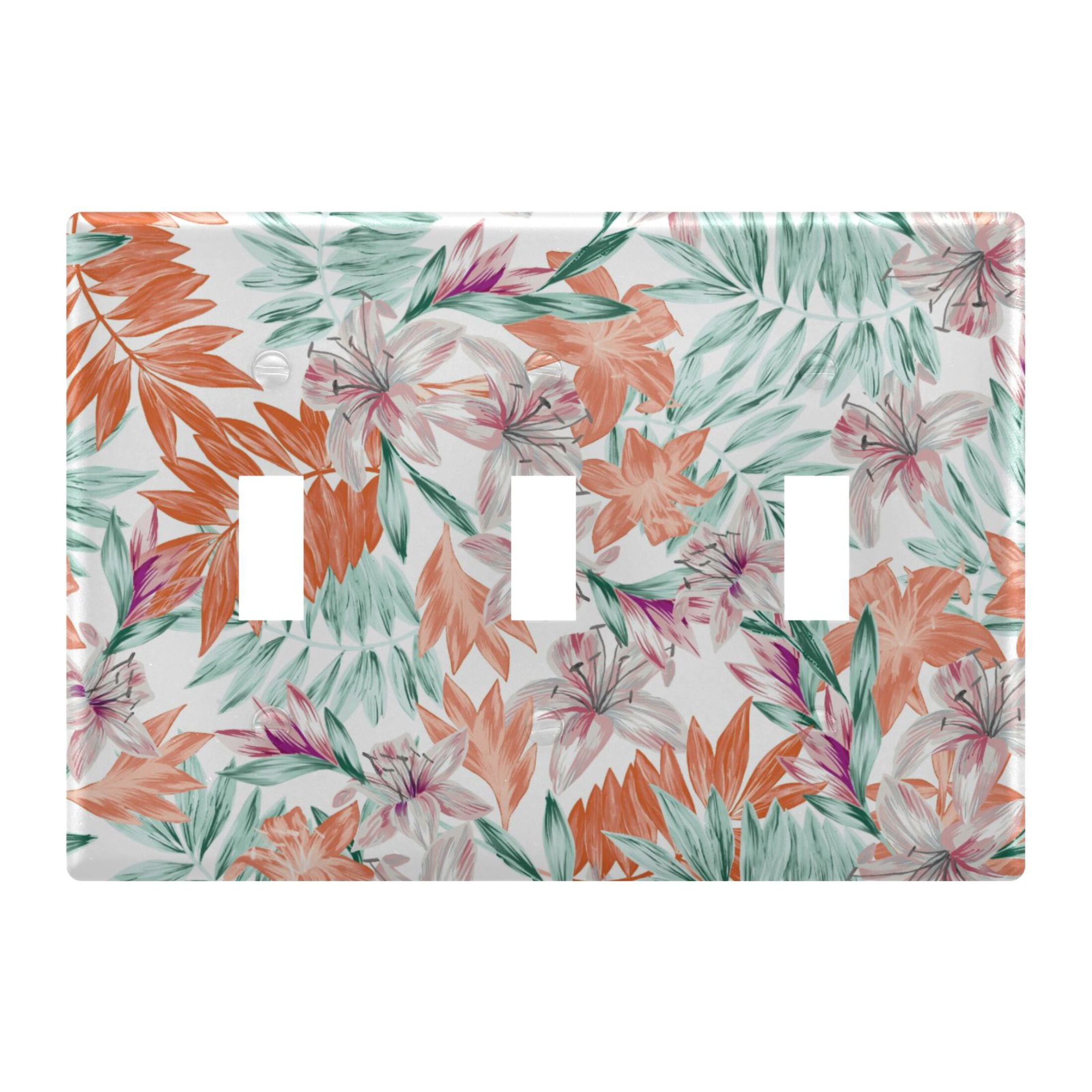 3 Gang Switch Covers Orange and Green Leaves Light Wall Plate Home ...