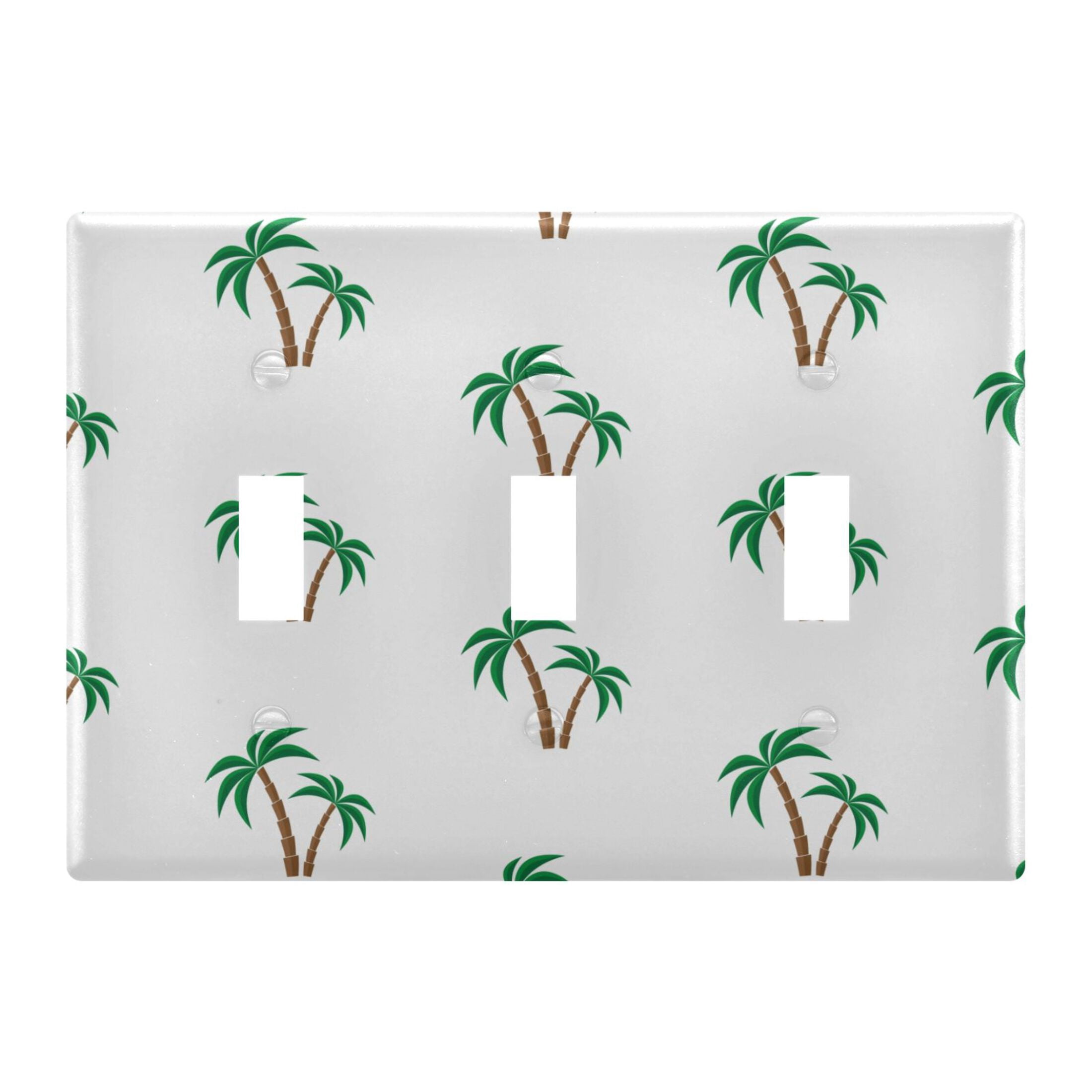 3 Gang Switch Covers Palm Trees on White Light Wall Plate Home ...