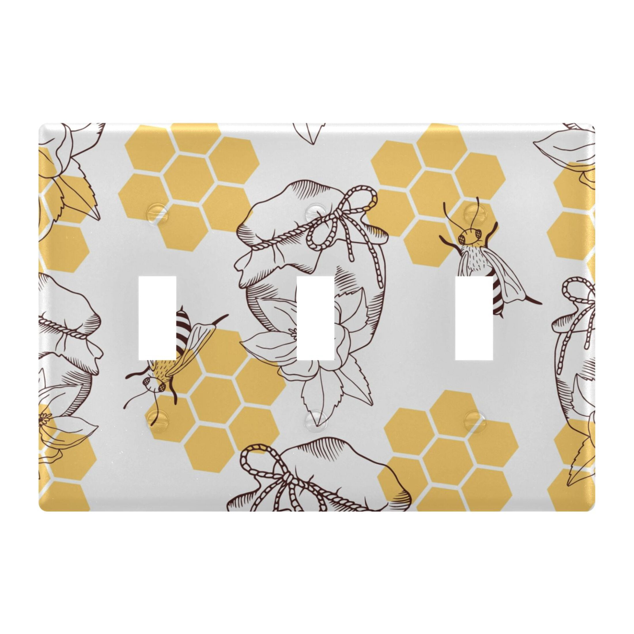 3 Gang Switch Covers Pattern with Bees Light Wall Plate Home Faceplate ...