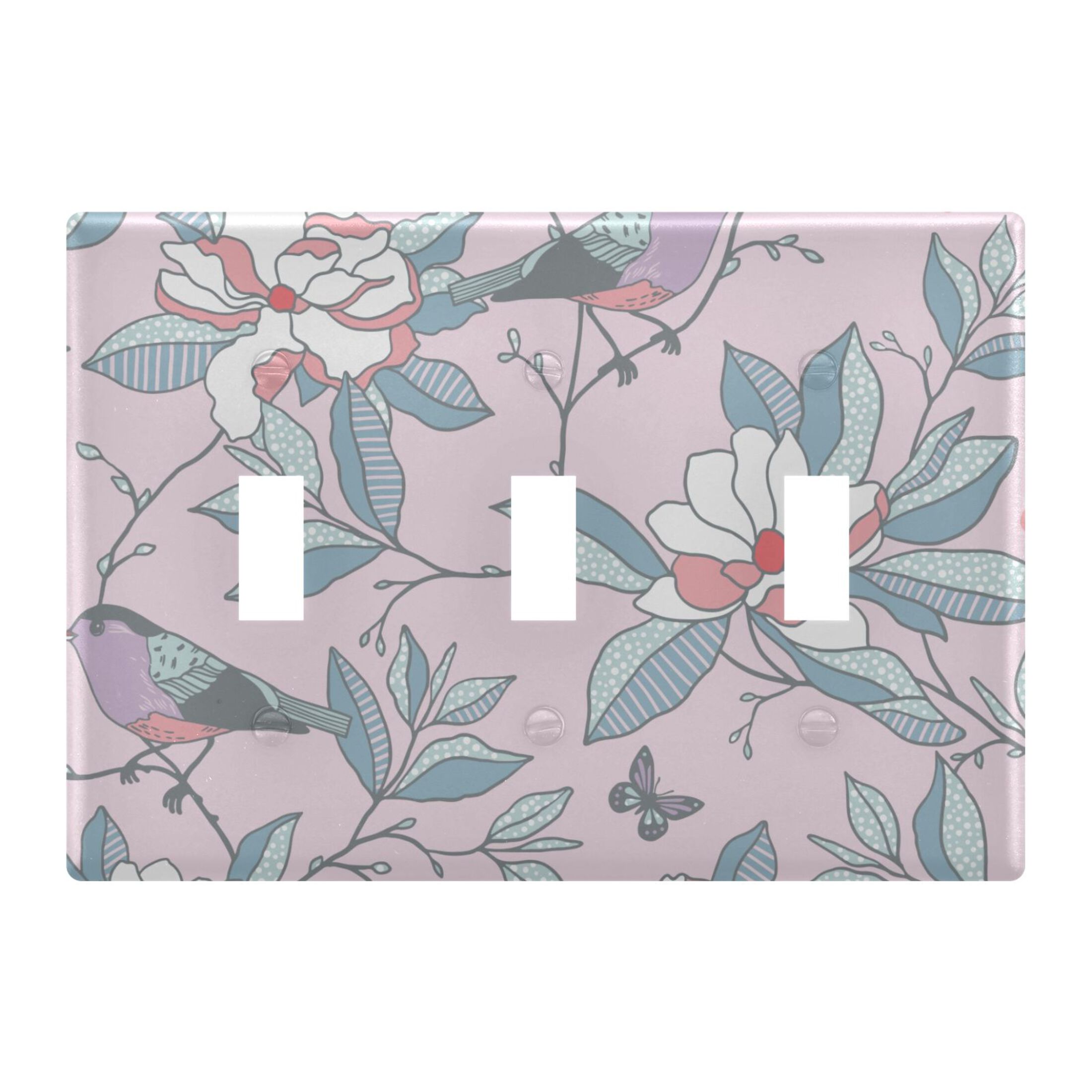 3 Gang Switch Covers Peony Flowers and Birds with Butterfly Light Wall ...