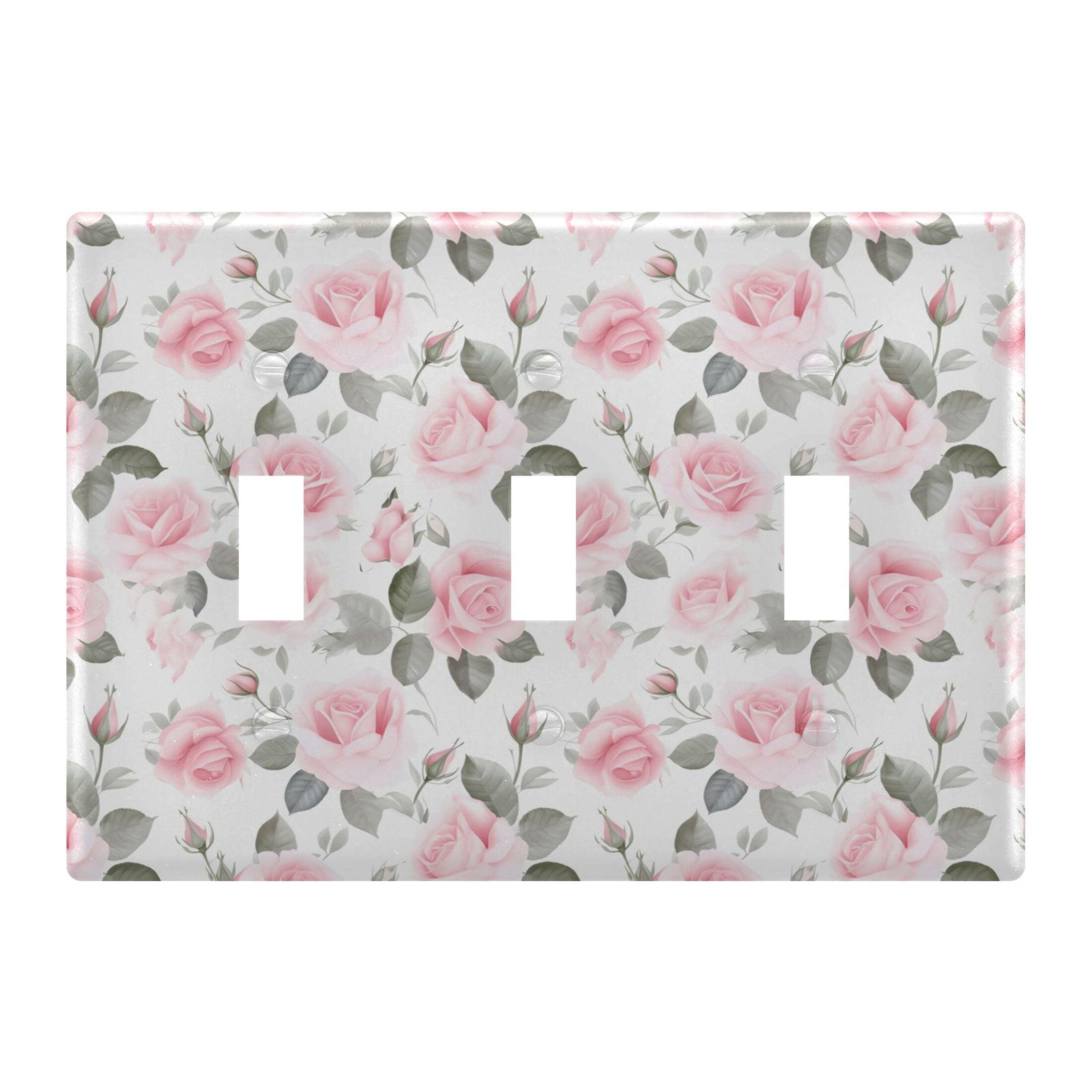 3 Gang Switch Covers Pink Rose Flowers Light Wall Plate Home Faceplate ...