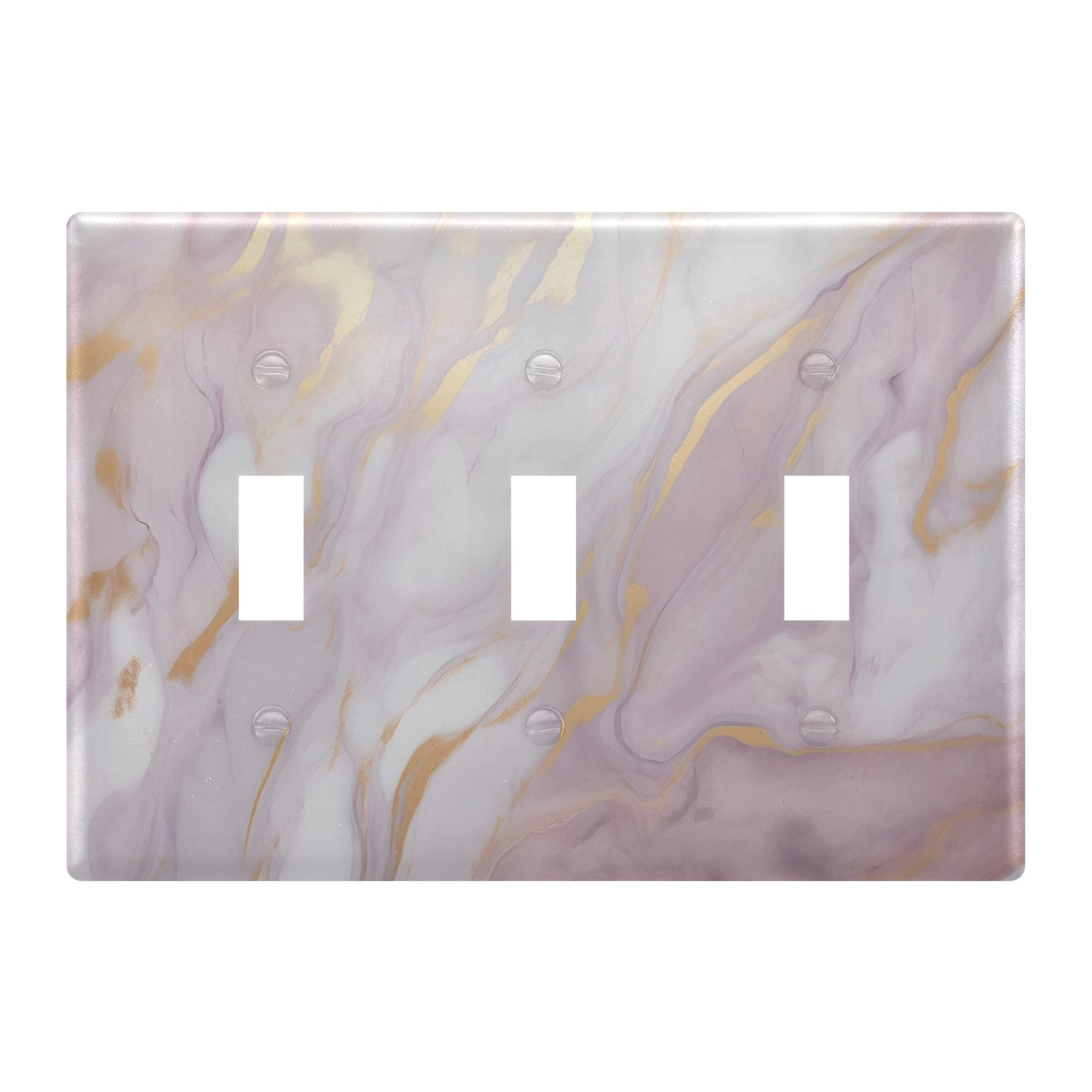 3 Gang Switch Covers Pink and Gold Marble Light Wall Plate Home ...