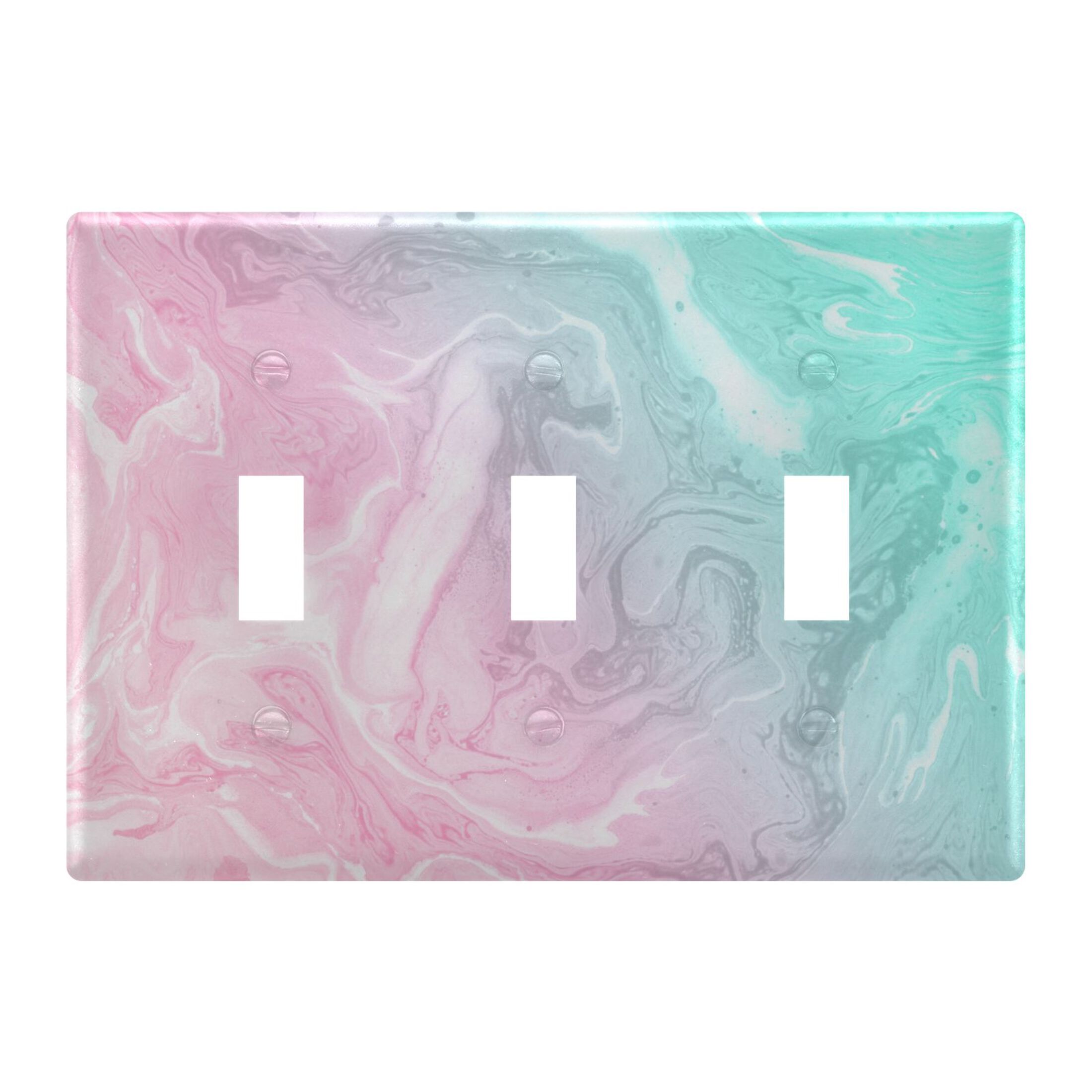 3 Gang Switch Covers Pink and Green Abstract Light Wall Plate Home ...