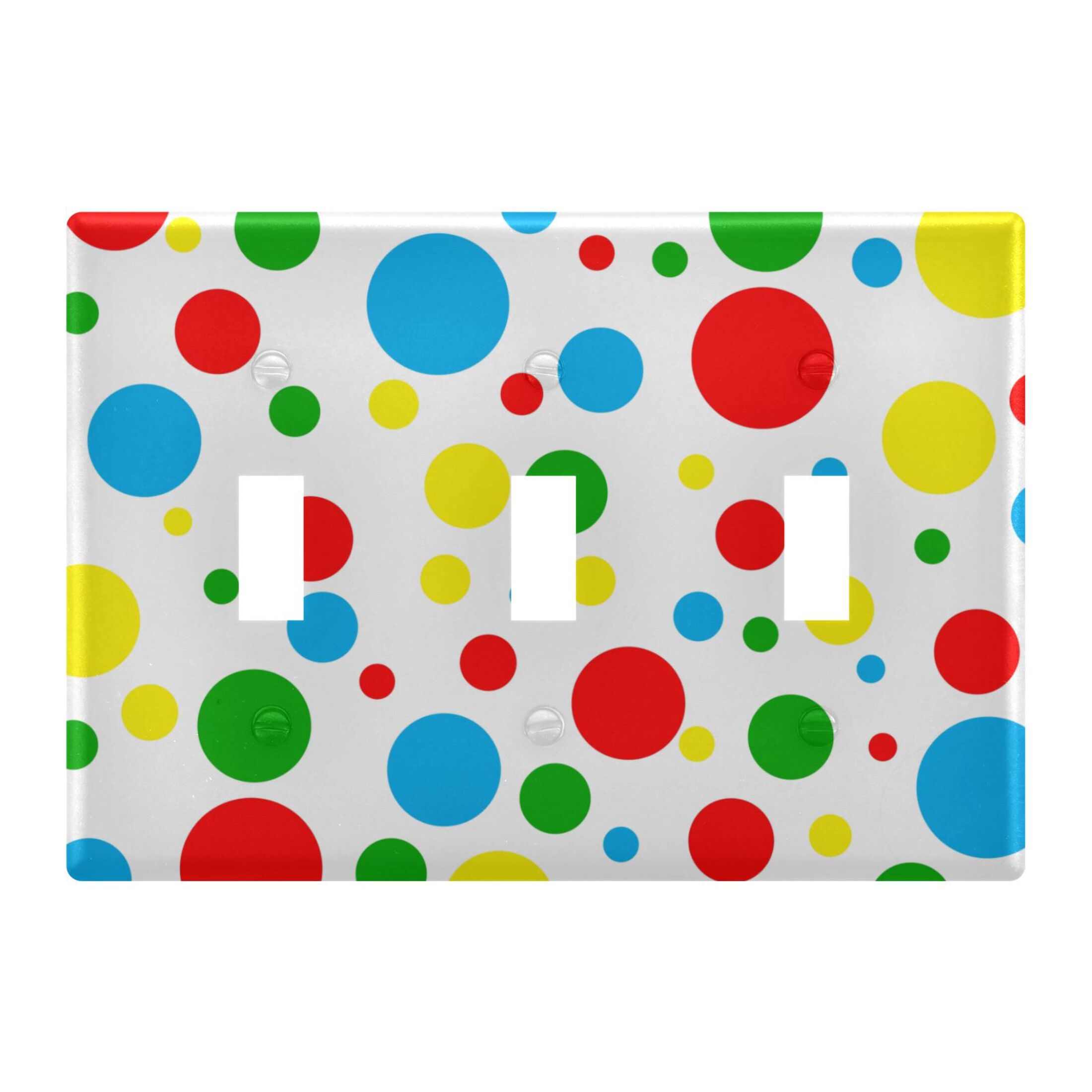 3 Gang Switch Covers Polka Dots Red and Blue Light Wall Plate Home ...