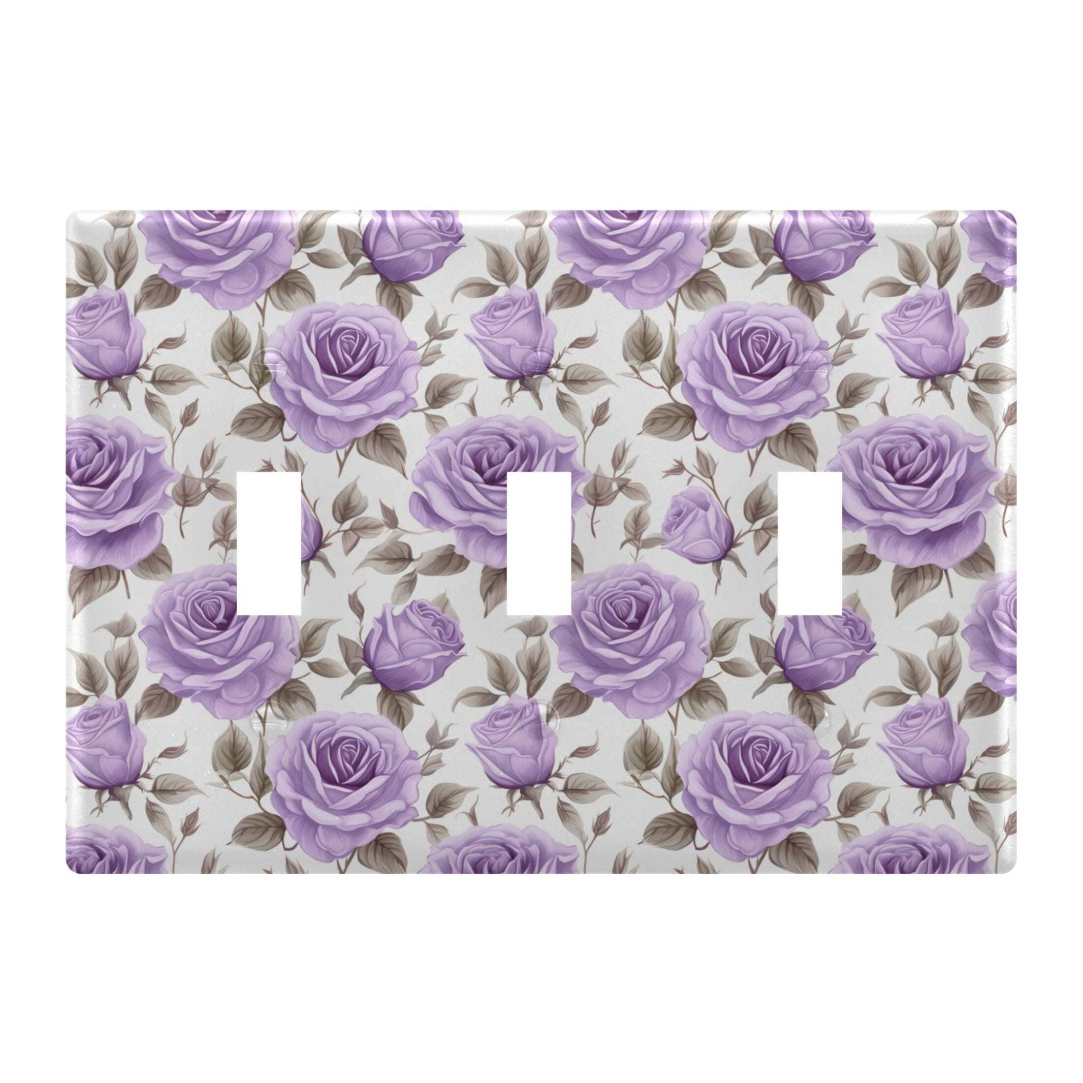 3 Gang Switch Covers Purple Rose Flowers Light Wall Plate Home ...