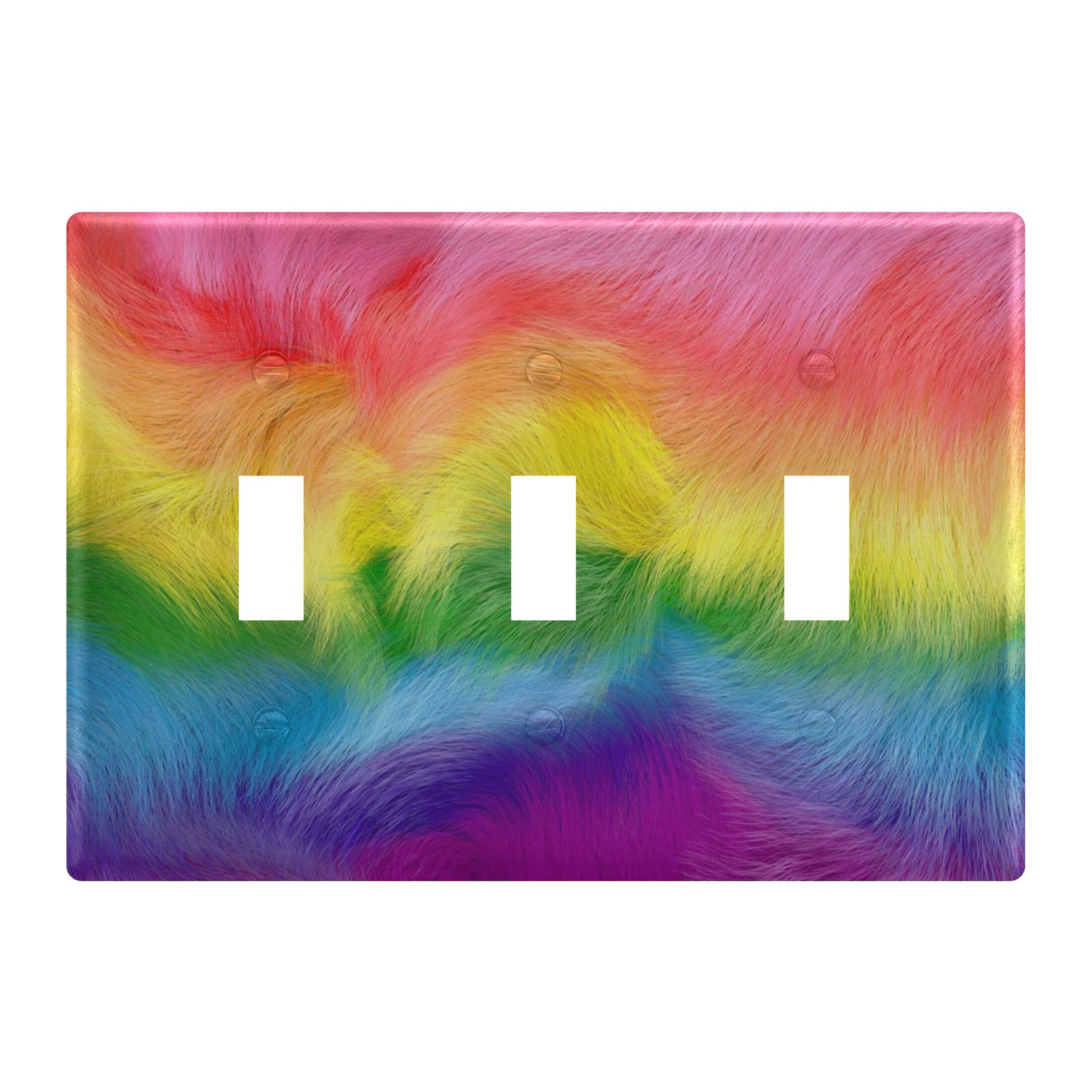 3 Gang Switch Covers Rainbow Print Light Wall Plate Home Faceplate ...