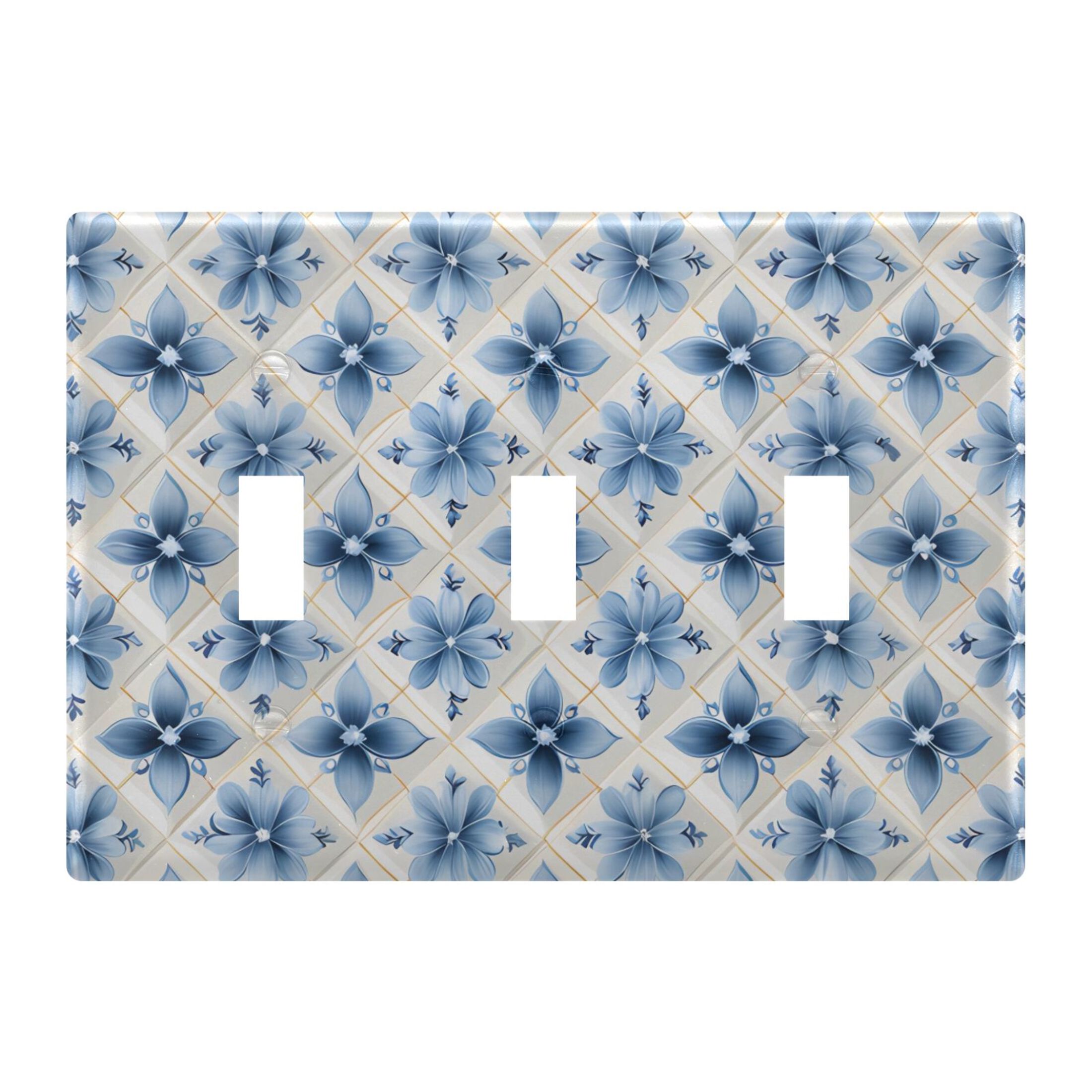 3 Gang Switch Covers Retro Floral Light Wall Plate Home Faceplate ...