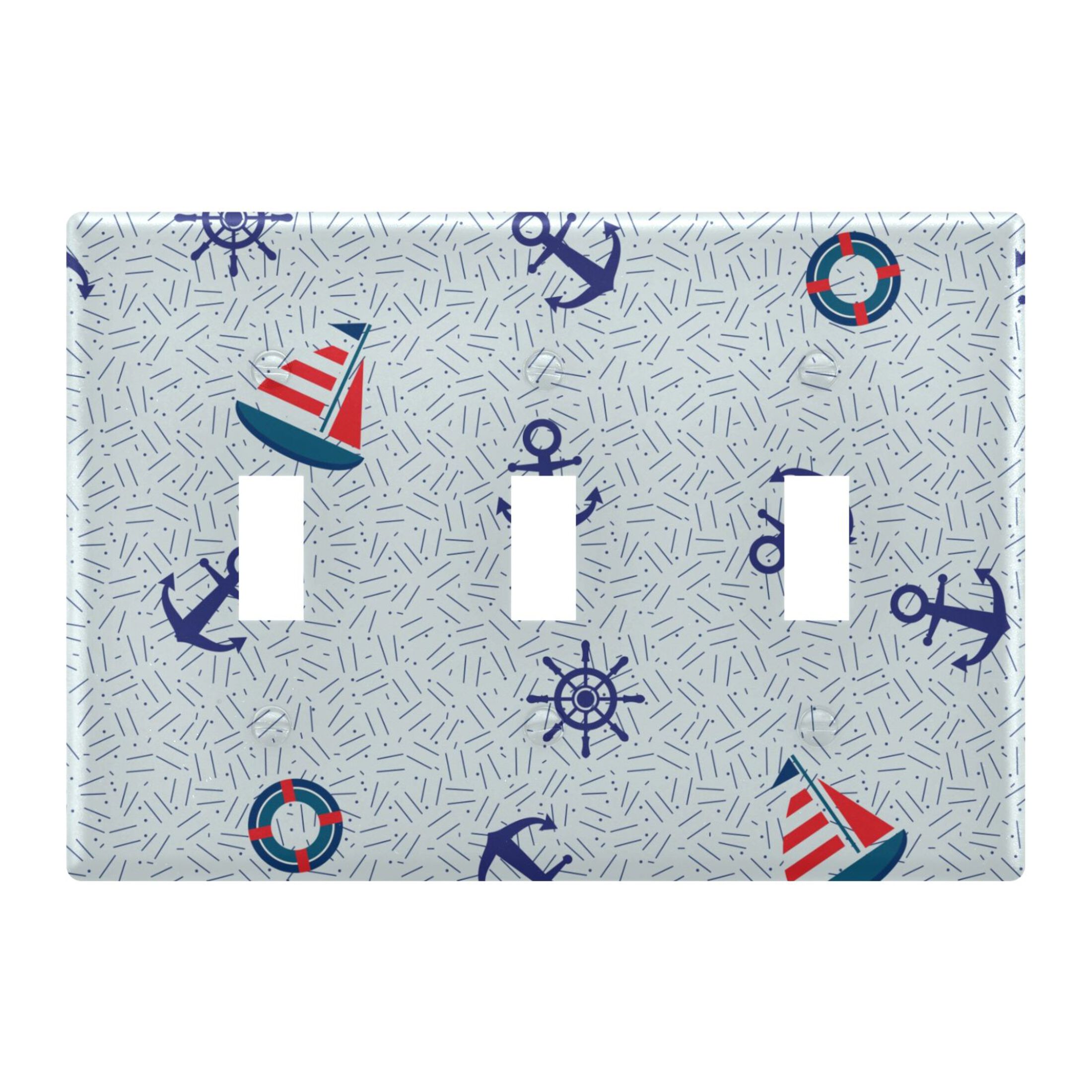 3 Gang Switch Covers Sailboat and Anchor Light Wall Plate Home ...