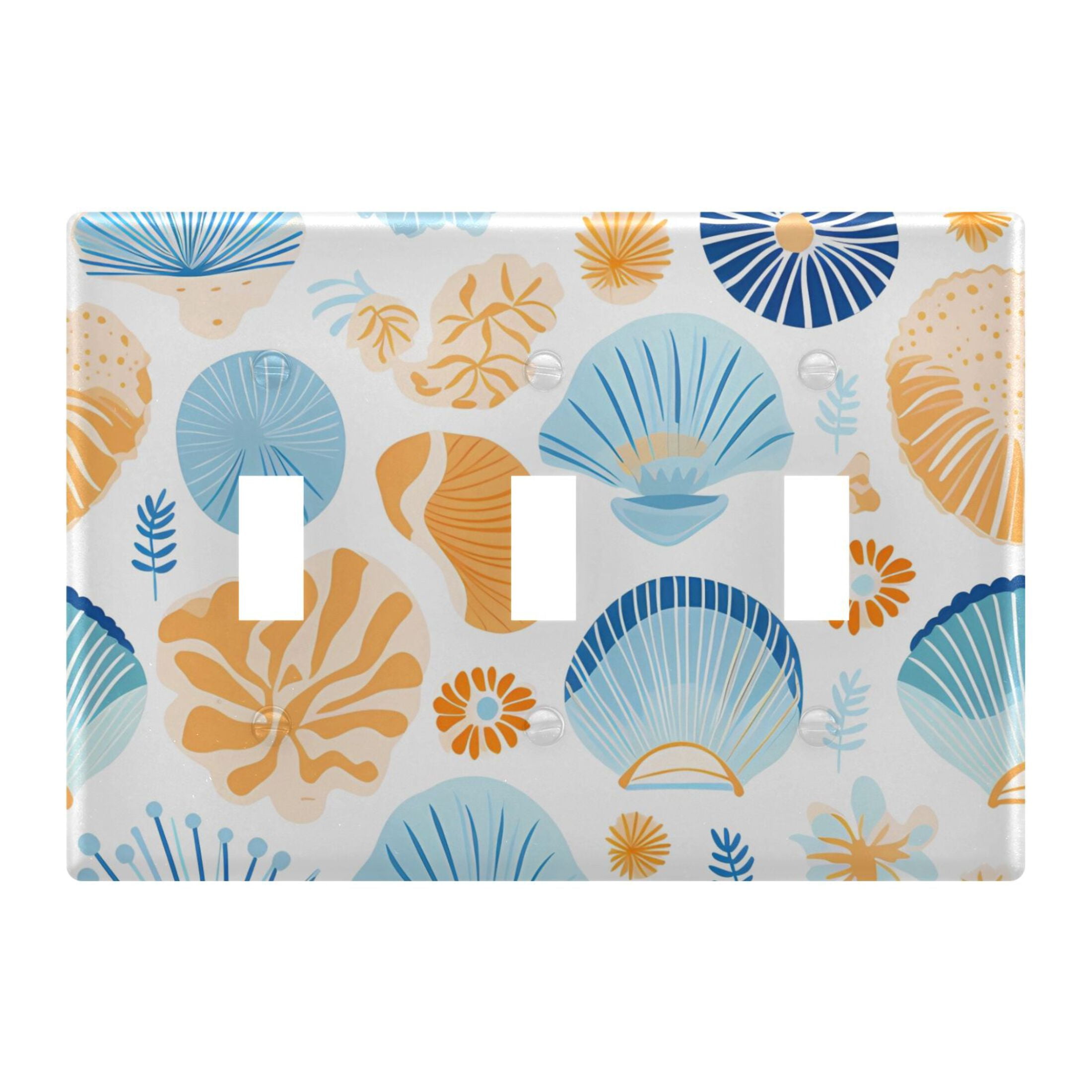 3 Gang Switch Covers Seashells Light Wall Plate Home Faceplate Switch ...