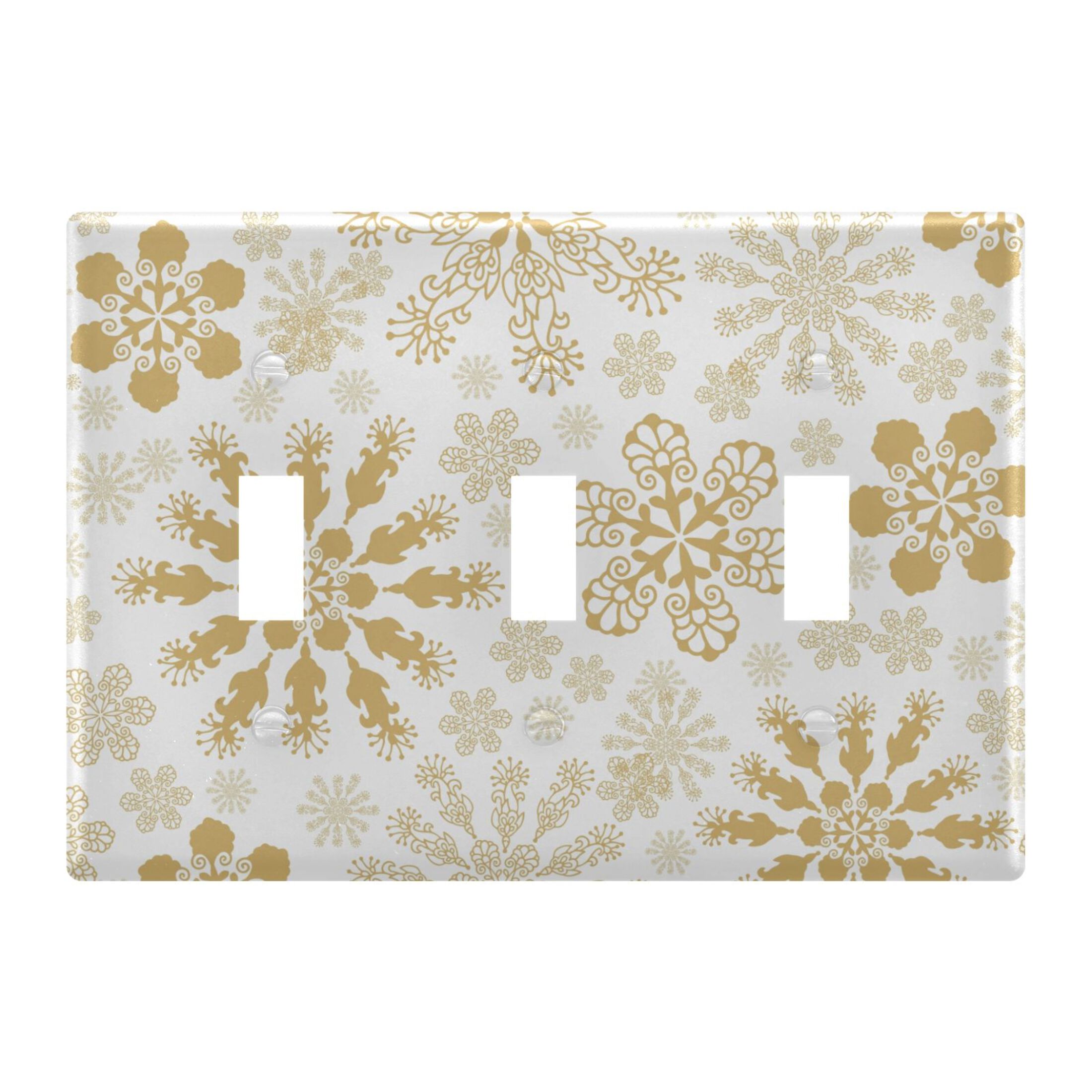 3 Gang Switch Covers Snowflakes with Golden Light Wall Plate Home ...