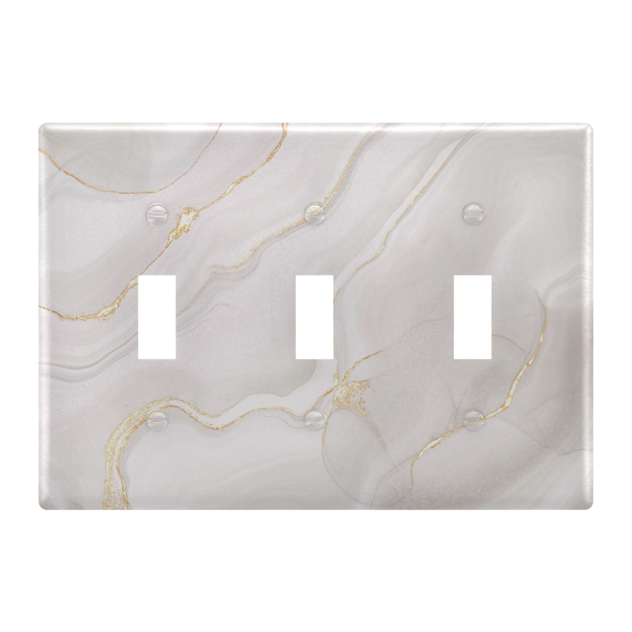3 Gang Switch Covers White Gold with Marble Light Wall Plate Home ...