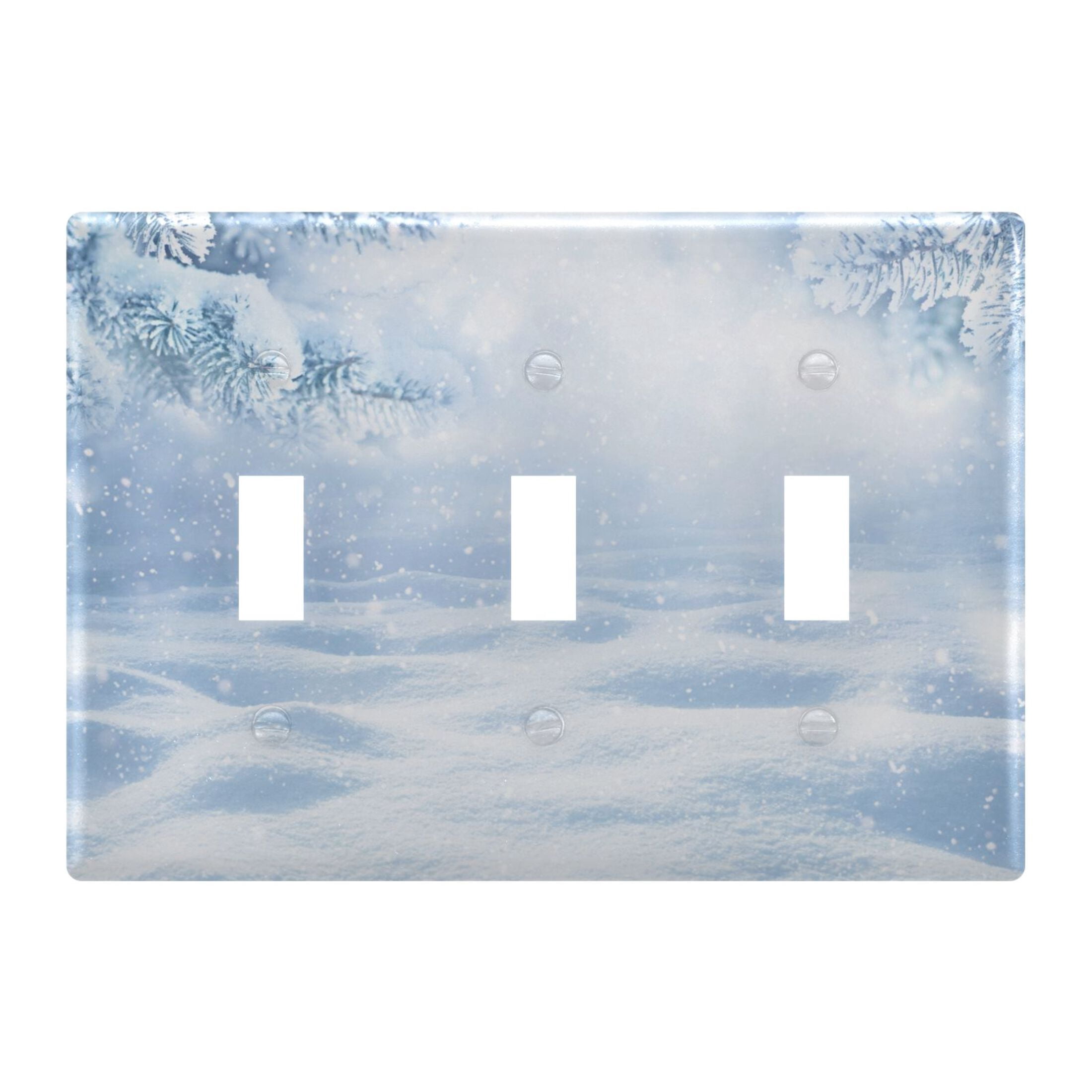 3 Gang Switch Covers Winter Tress with Blue Light Wall Plate Home ...