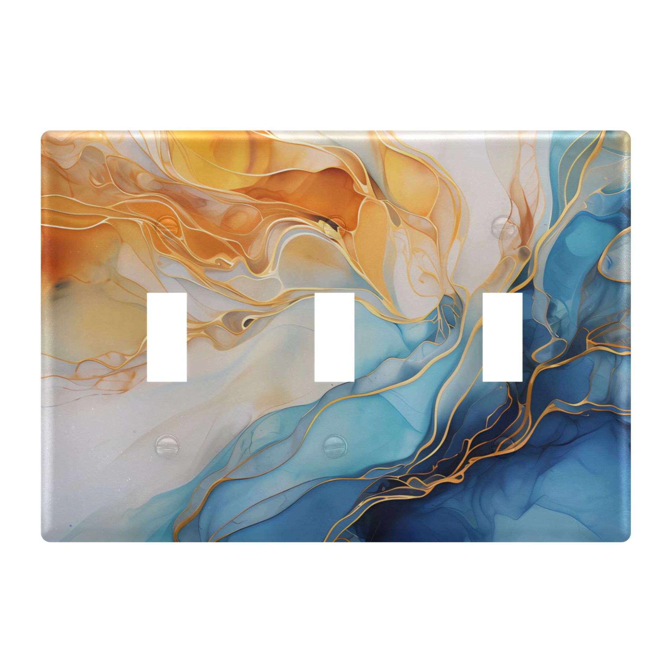 3 Gang Switch Covers Yellow and Blue Marble Light Wall Plate Home ...