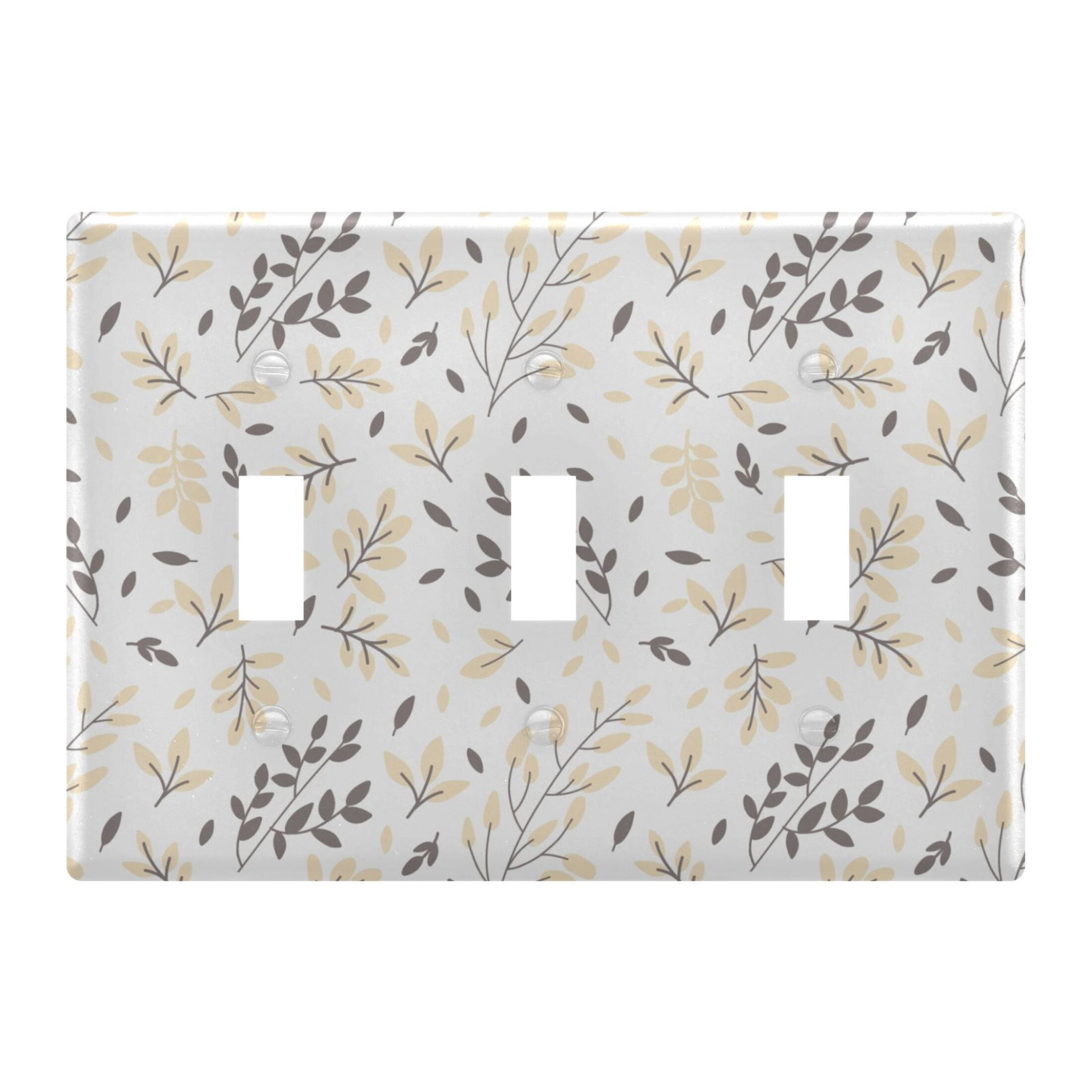 3 Gang Switch Covers Yellow and Grey Leaves Light Wall Plate Home ...