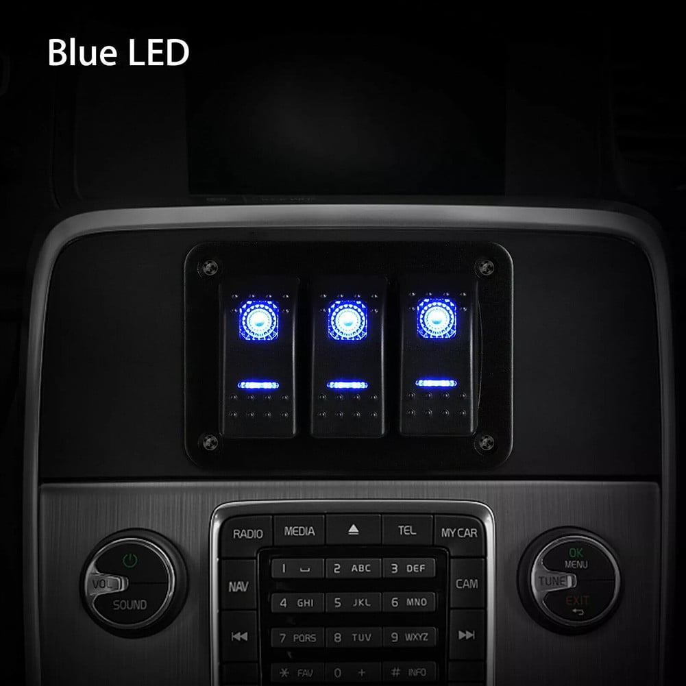 3 Gang Toggle Rocker Switch Panel USB Car Boat Marine Rv Truck Blue Led ...