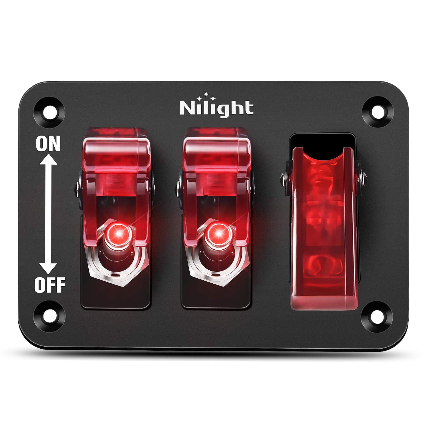 3 Gang Toggle Switch 12V Rocker Switch Panel with LED Light and Flip ...