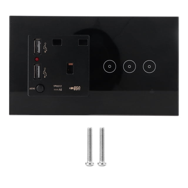 3 Gang WiFi Wall Switch Socket Panel with USB Ports APP Remote Control ...