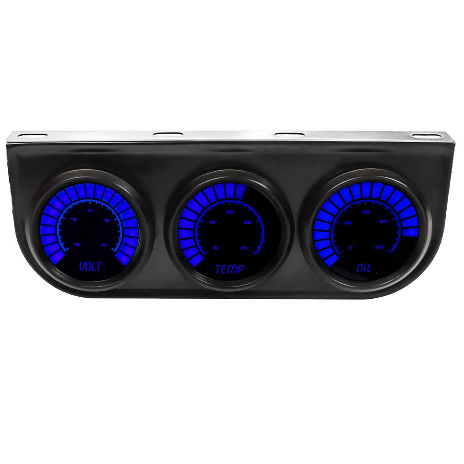 3 Gauge Kit Led Bargraph Panel 2 1/6 W/Blue Led - Walmart.com