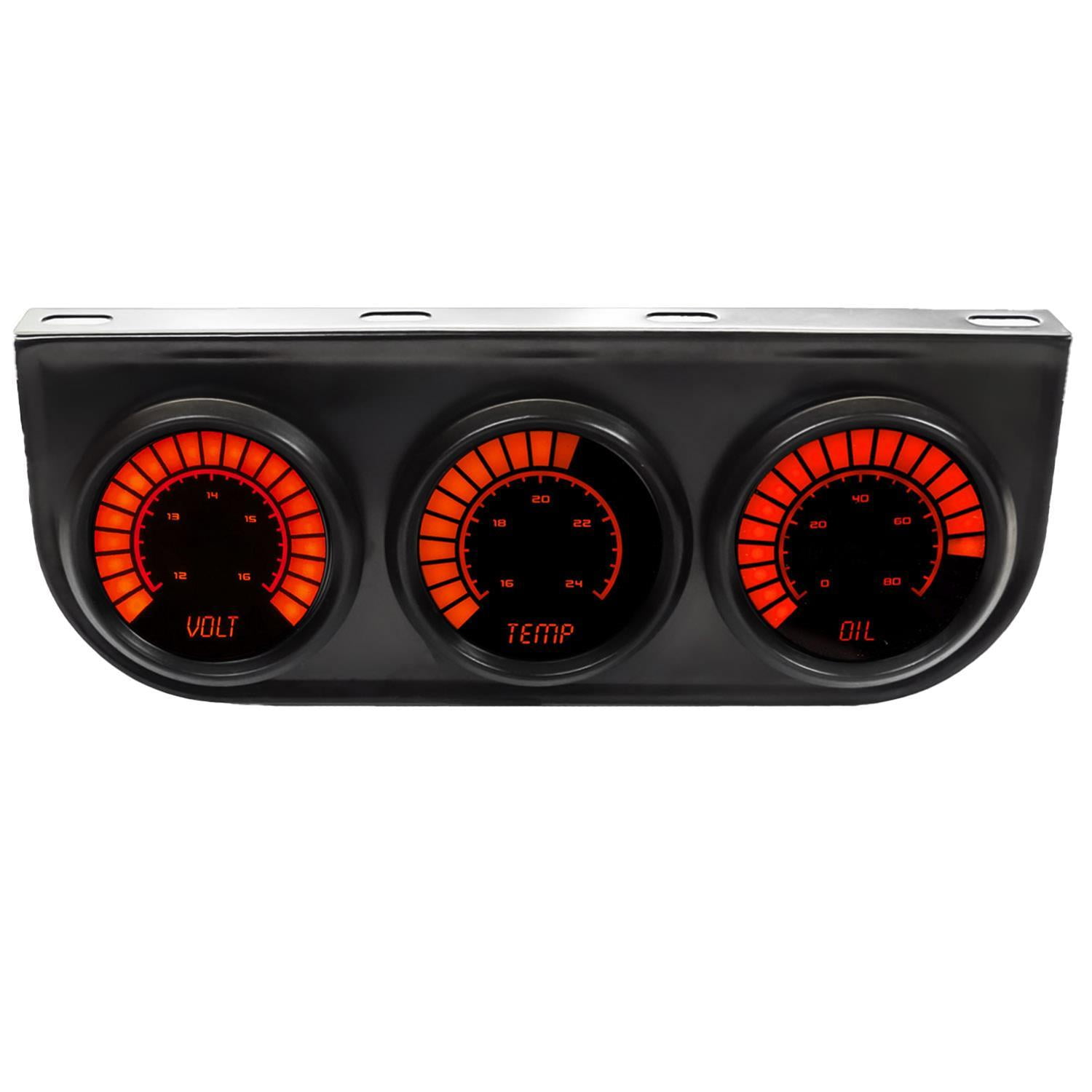 3 Gauge Kit Led Bargraph Panel 2 1/6 W/Red Led - Walmart.com