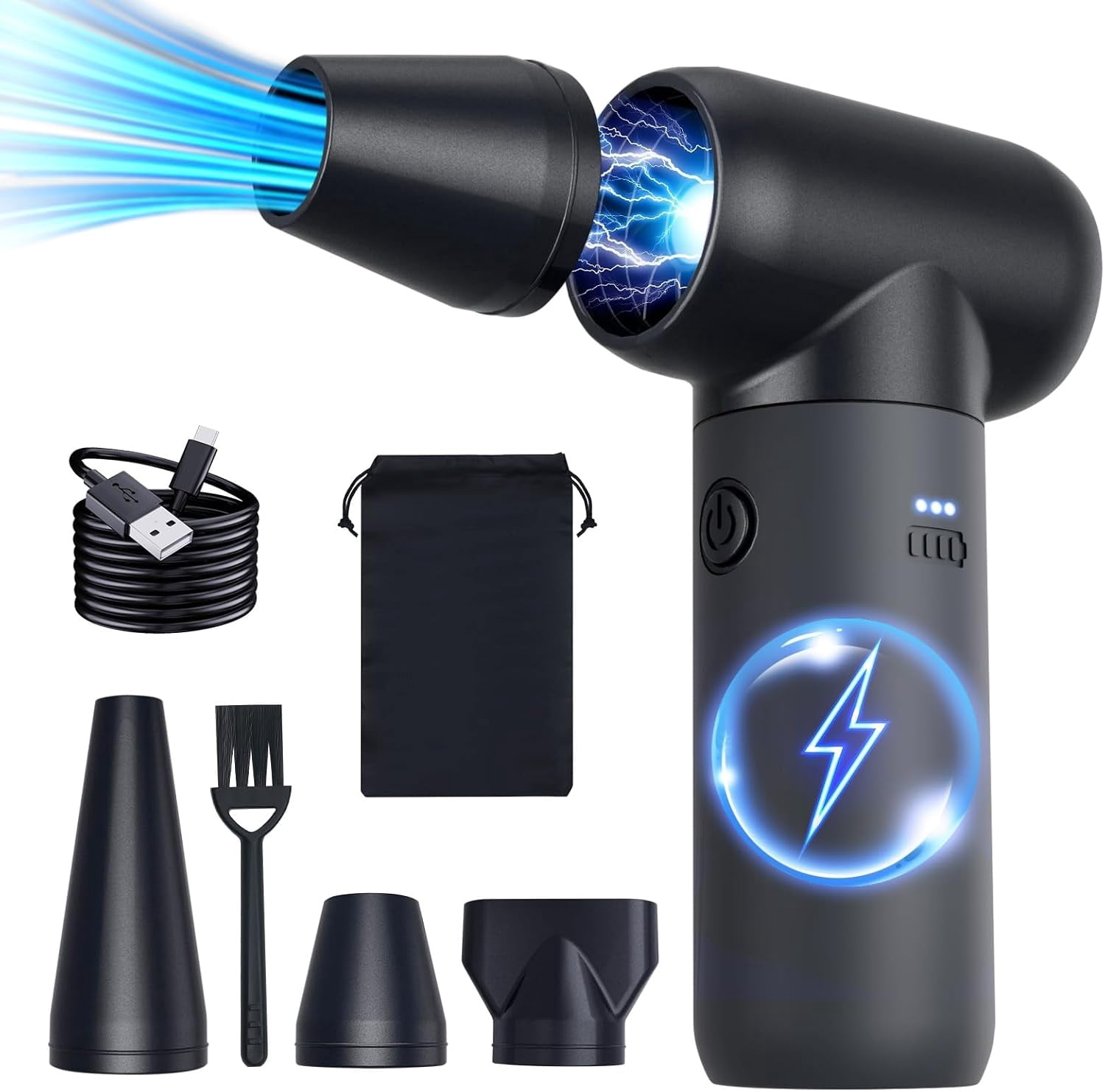 3-Gear Electric Portable Air Duster - 180000RPM Jet Dryer Blower, No ...