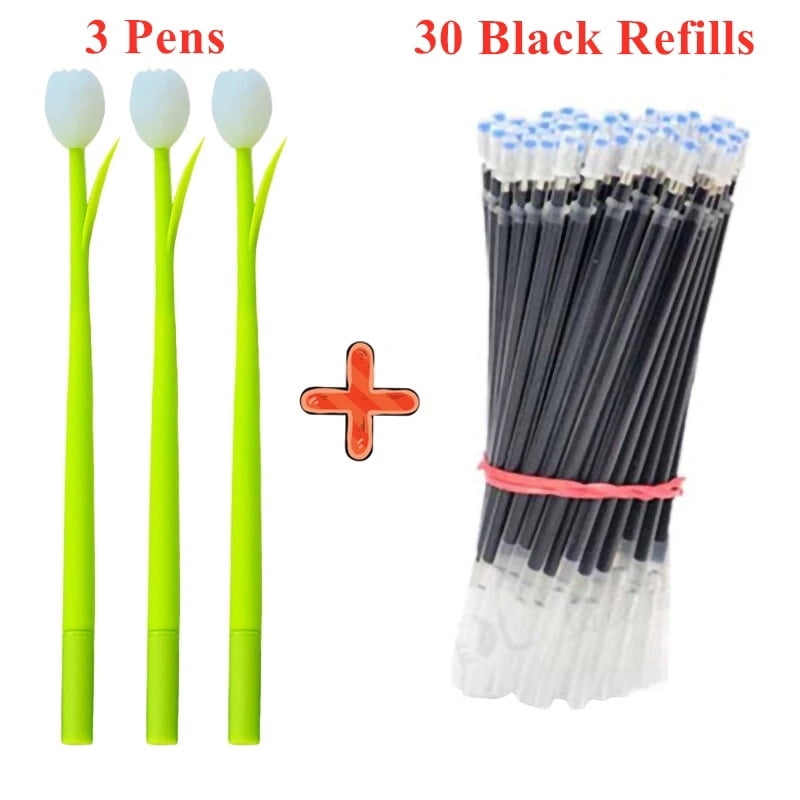 3 Gel Pens + 30 Refills 0.38mm Kawaii Creative Discoloration Plant ...
