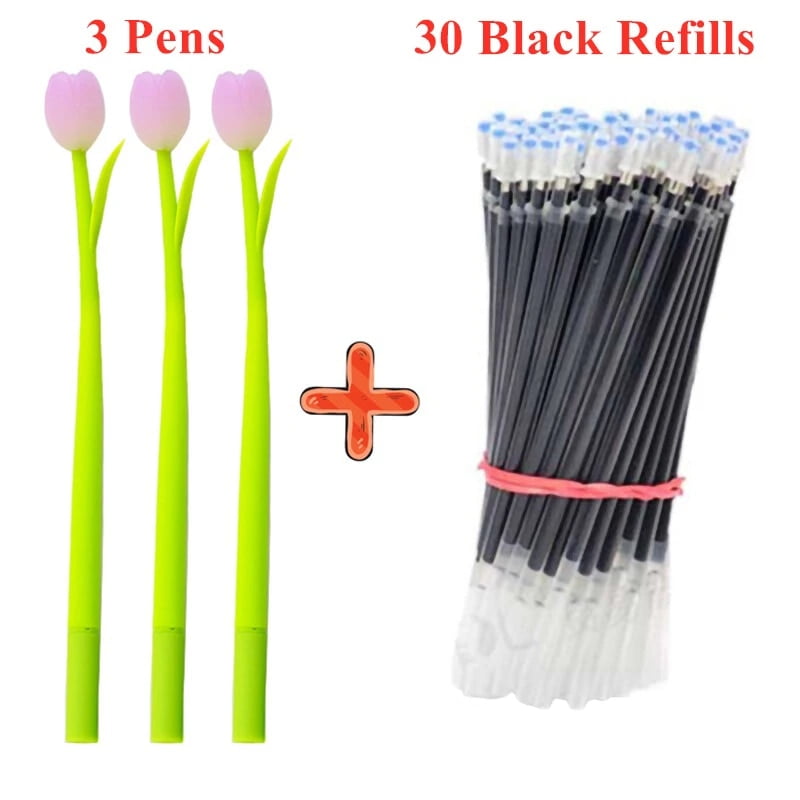 3 Gel Pens + 30 Refills 0.38mm Kawaii Creative Discoloration Plant ...