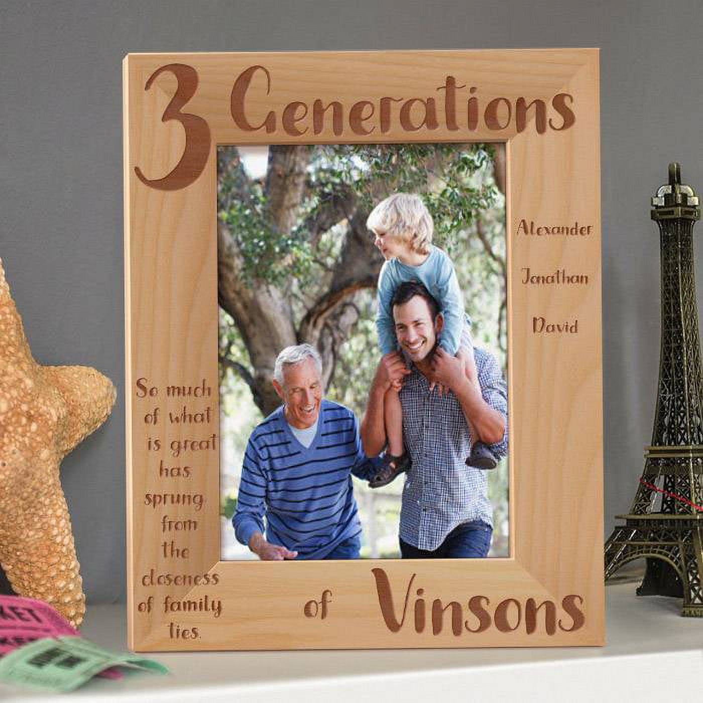 3 Generations of Sons Personalized Wooden Picture Frame 8" x 10" Brown ...