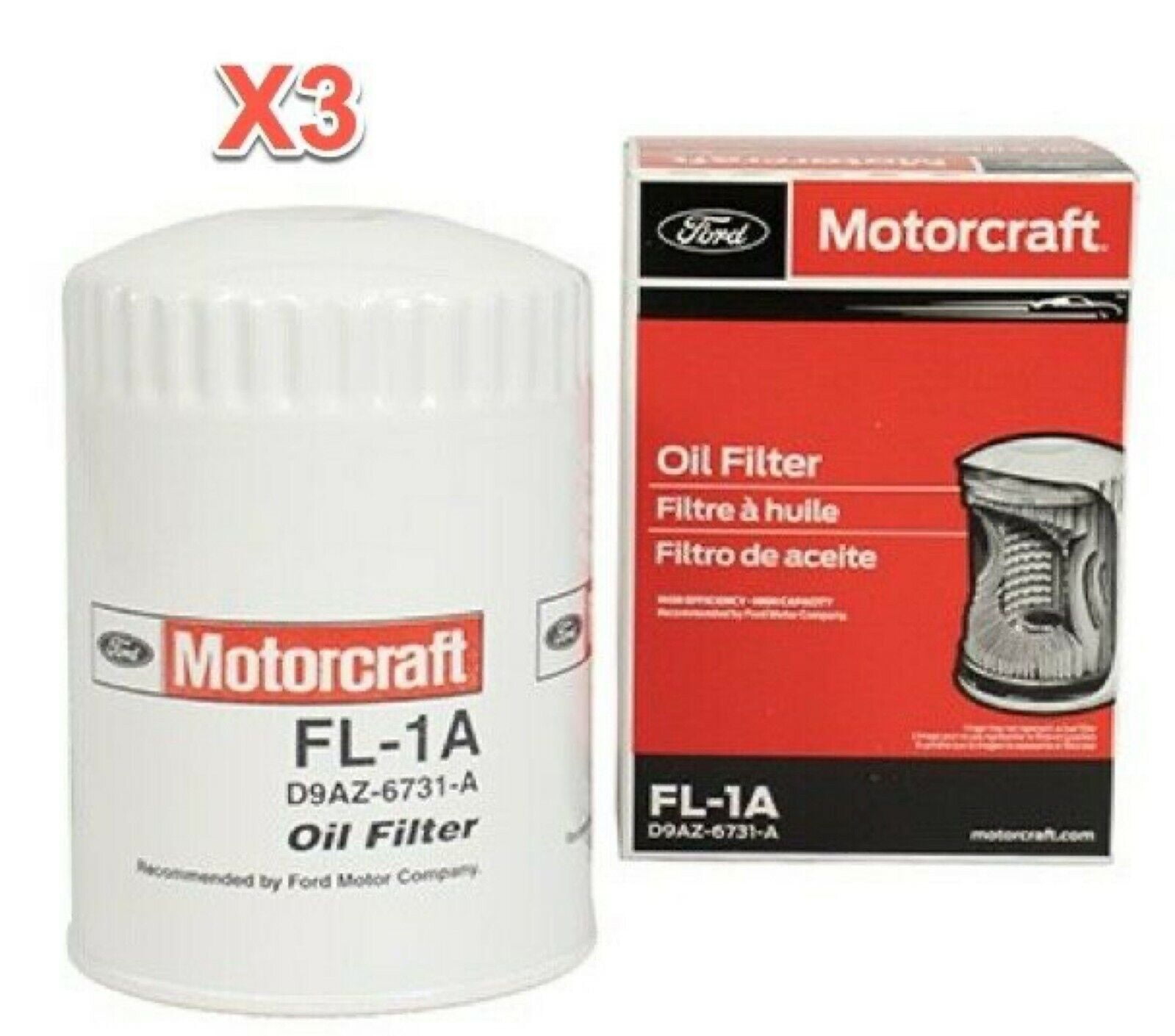 3 Genuine FORD Engine Oil Filters MOTORCRAFT FL1A Replace OEM ...